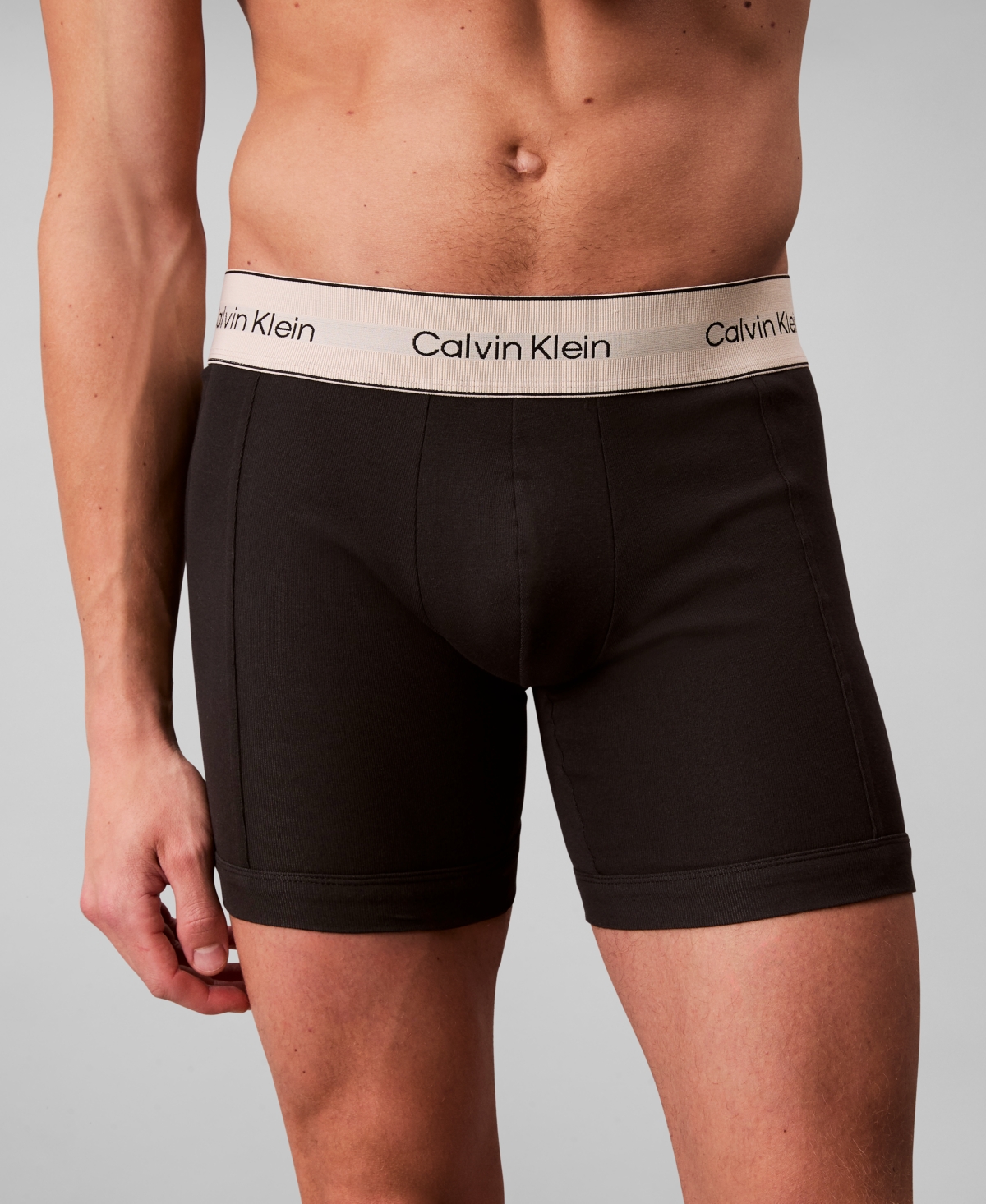 Calvin Klein Mens 3-Pack Stretch Cotton Boxer Briefs - Black