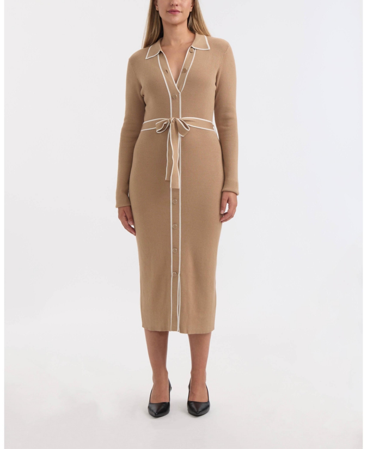 Click here for Ellen Tracy Womens Button Front Long Dress with Co... prices