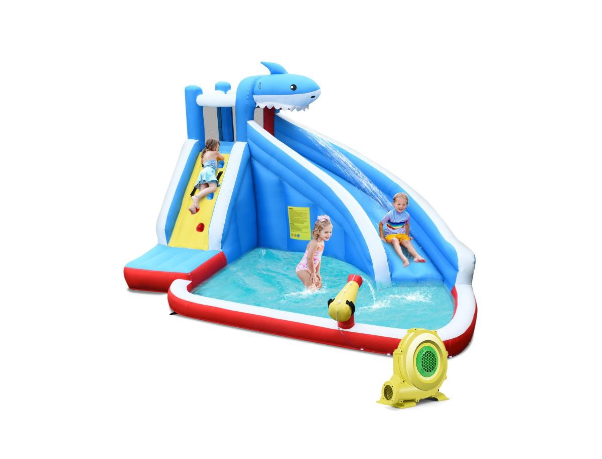 Click here for Akiudex 4-in-1 Inflatable Shark Water Slide Bounce... prices