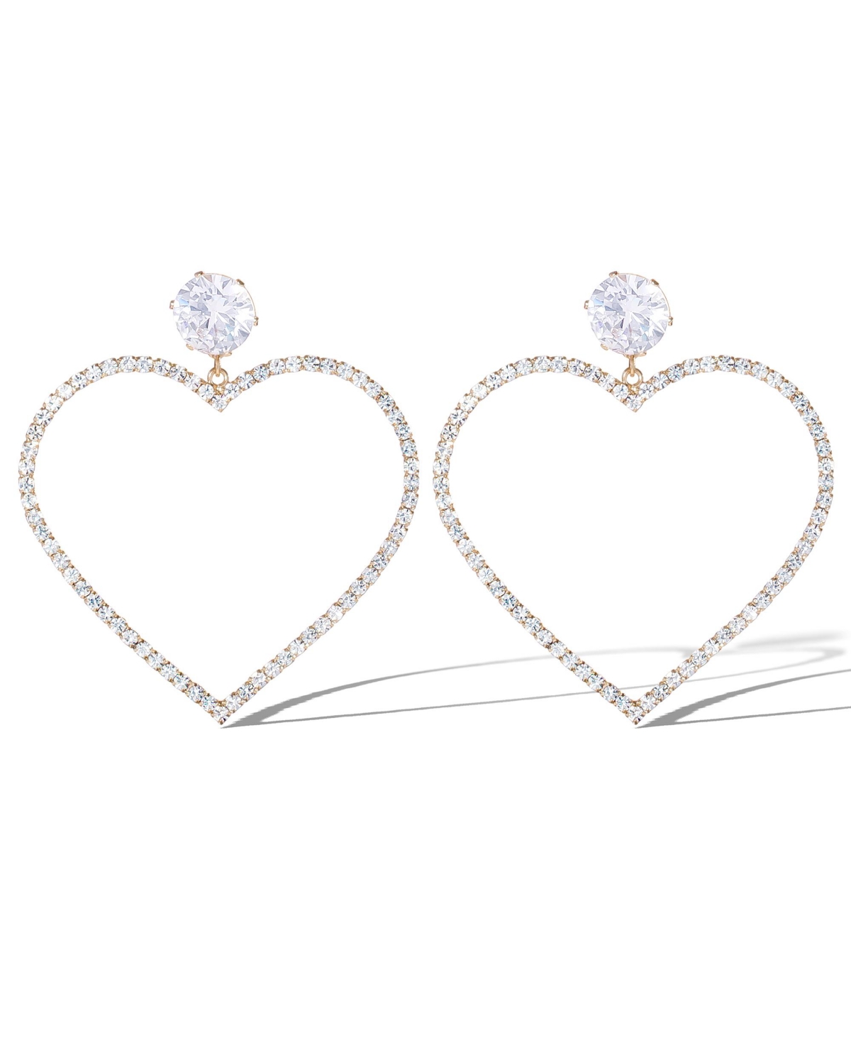 Click here for Glass Stone Heart Earrings - Clear prices