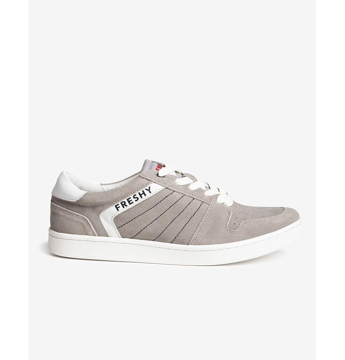 Click here for Freshy Mens Kingpin Suede Sneaker - Grey/white prices
