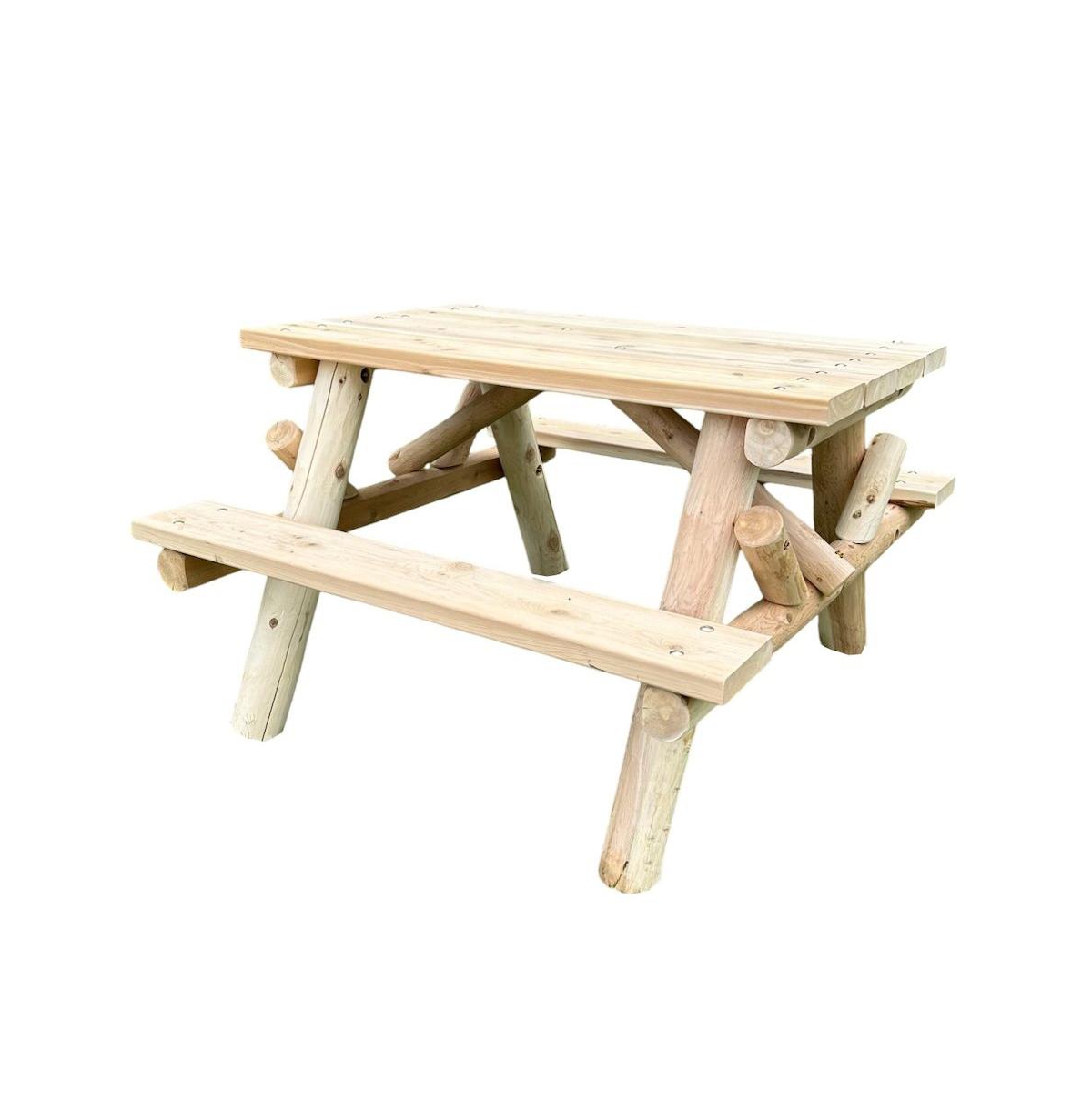 Click here for Contoured Comfort 4 Log Picnic Table Attached Benc... prices