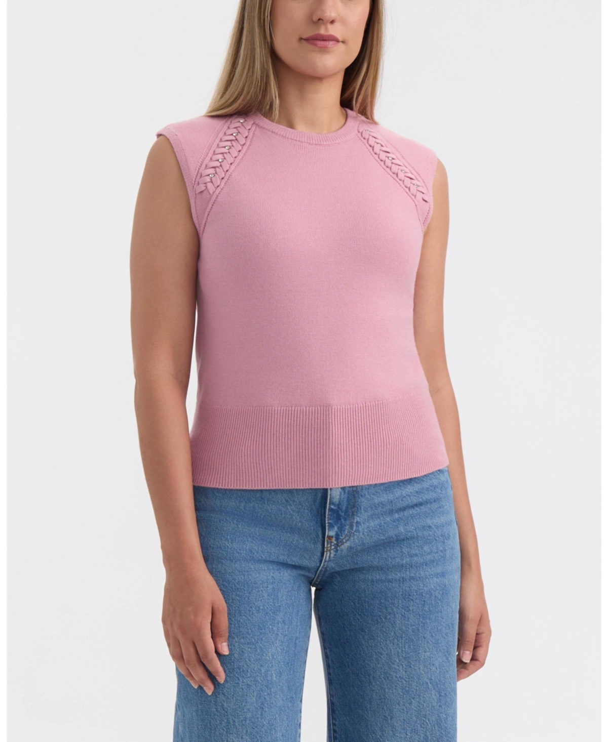 Click here for Ellen Tracy Womens Sleeveless Crewneck Sweater wit... prices