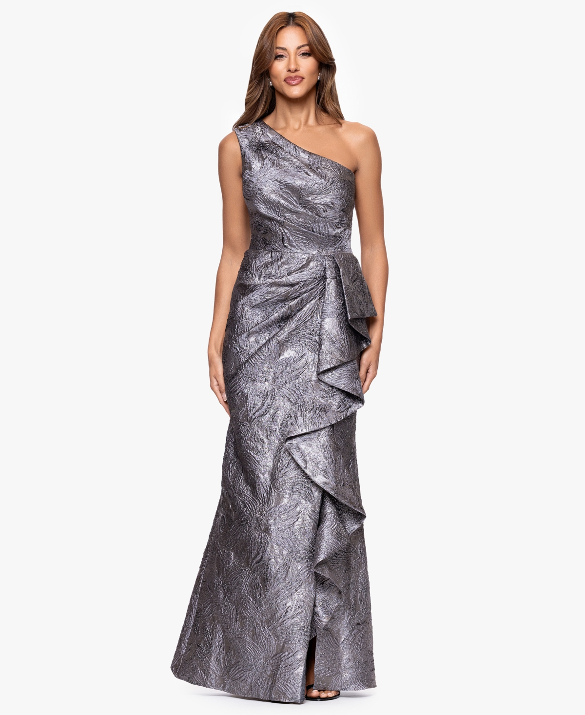 Click here for Xscape Womens Jacquard One Shoulder Ruffled Dress... prices