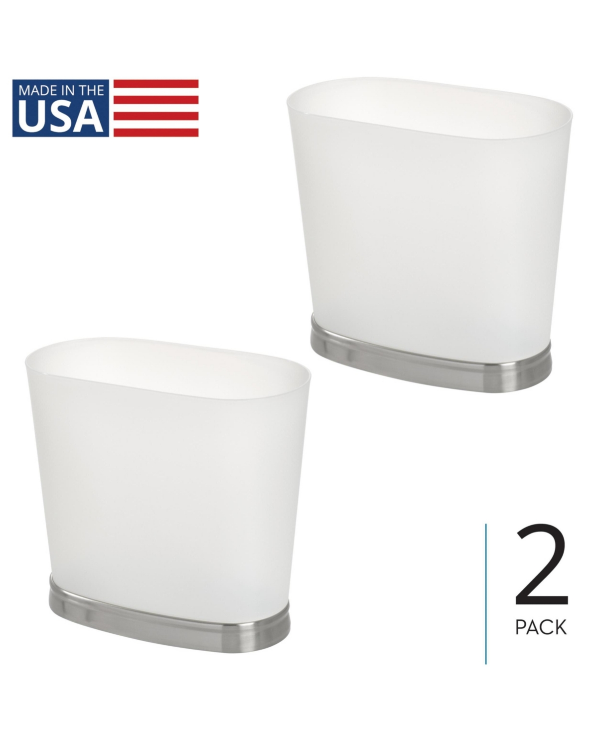 Click here for iDesign Oval Bathroom Trash Can  Set of 2  Frost/B... prices