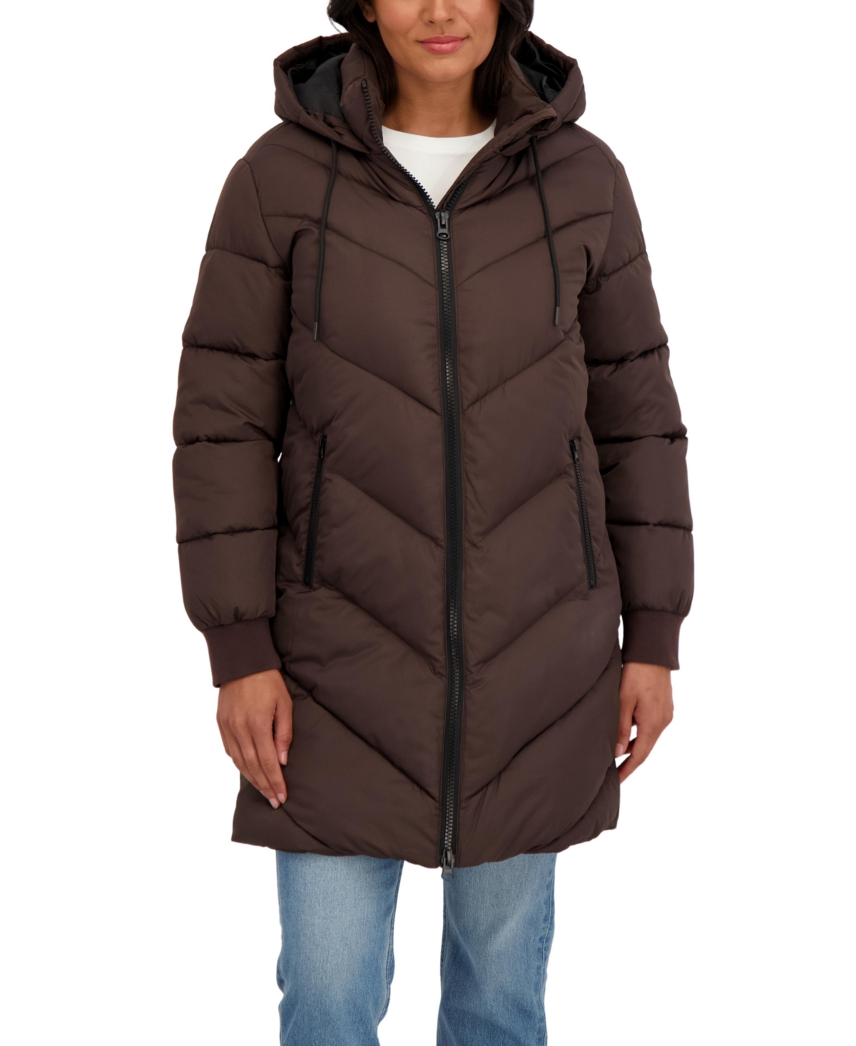Click here for Sebby Juniors 3/4 Puffer Jacket with Hood - Brown prices