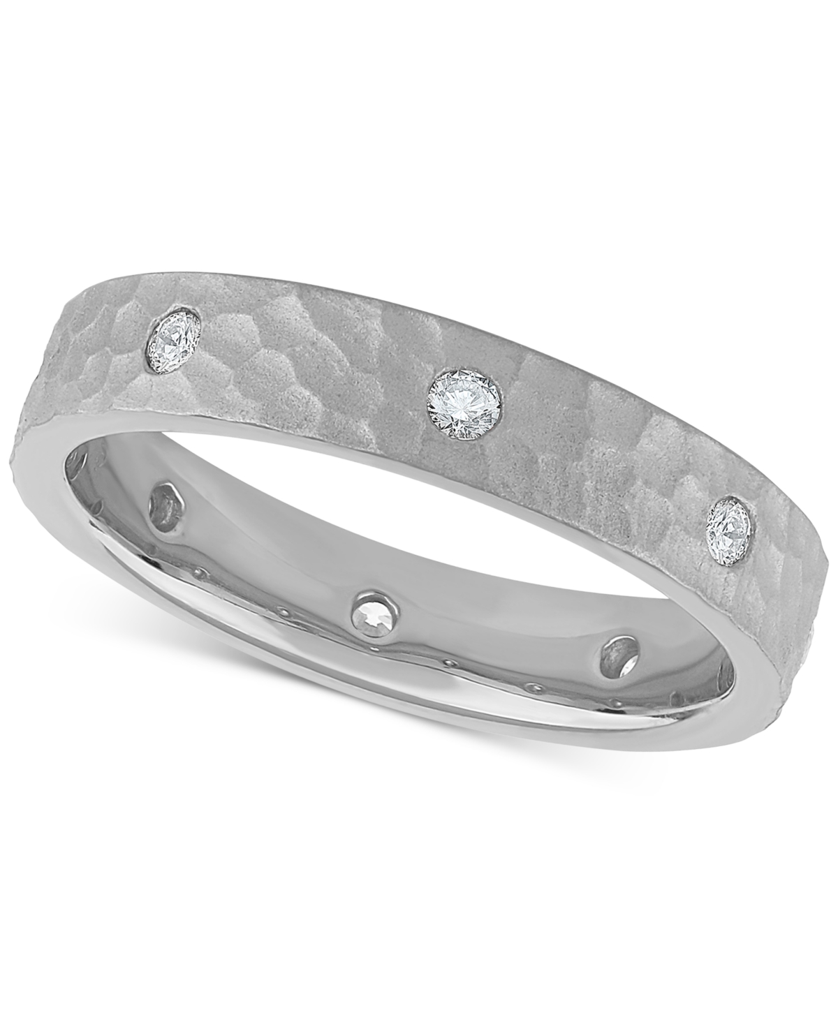 Click here for Diamond Studded Textured Band (1/4 ct. t.w.) in Pl... prices