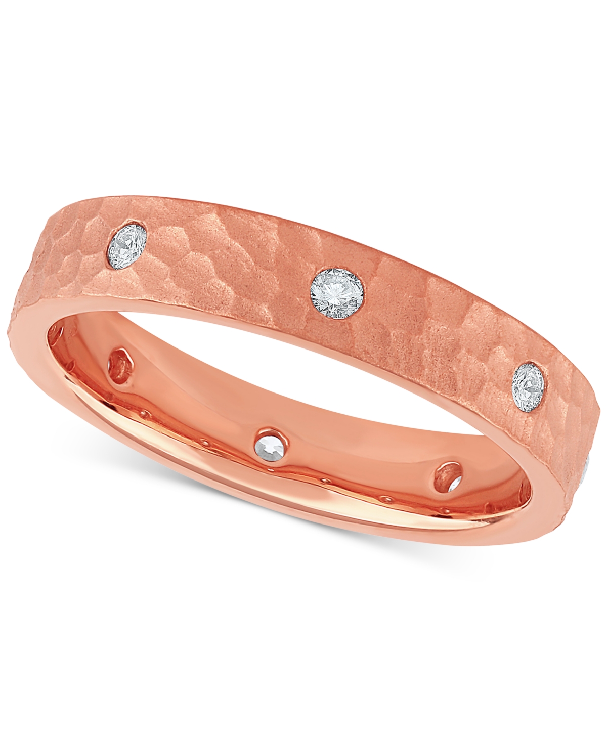 Click here for Diamond Studded Textured Band (1/4 ct. t.w.) in Pl... prices
