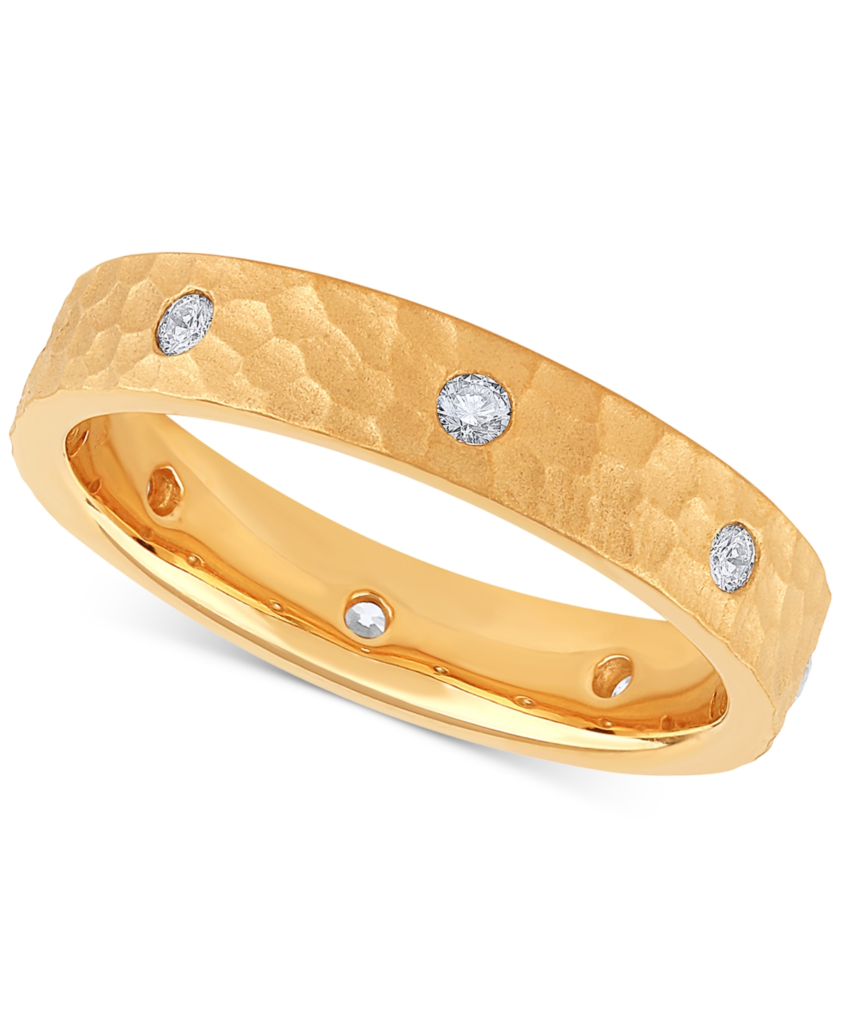 Click here for Diamond Studded Textured Band (1/4 ct. t.w.) in Pl... prices