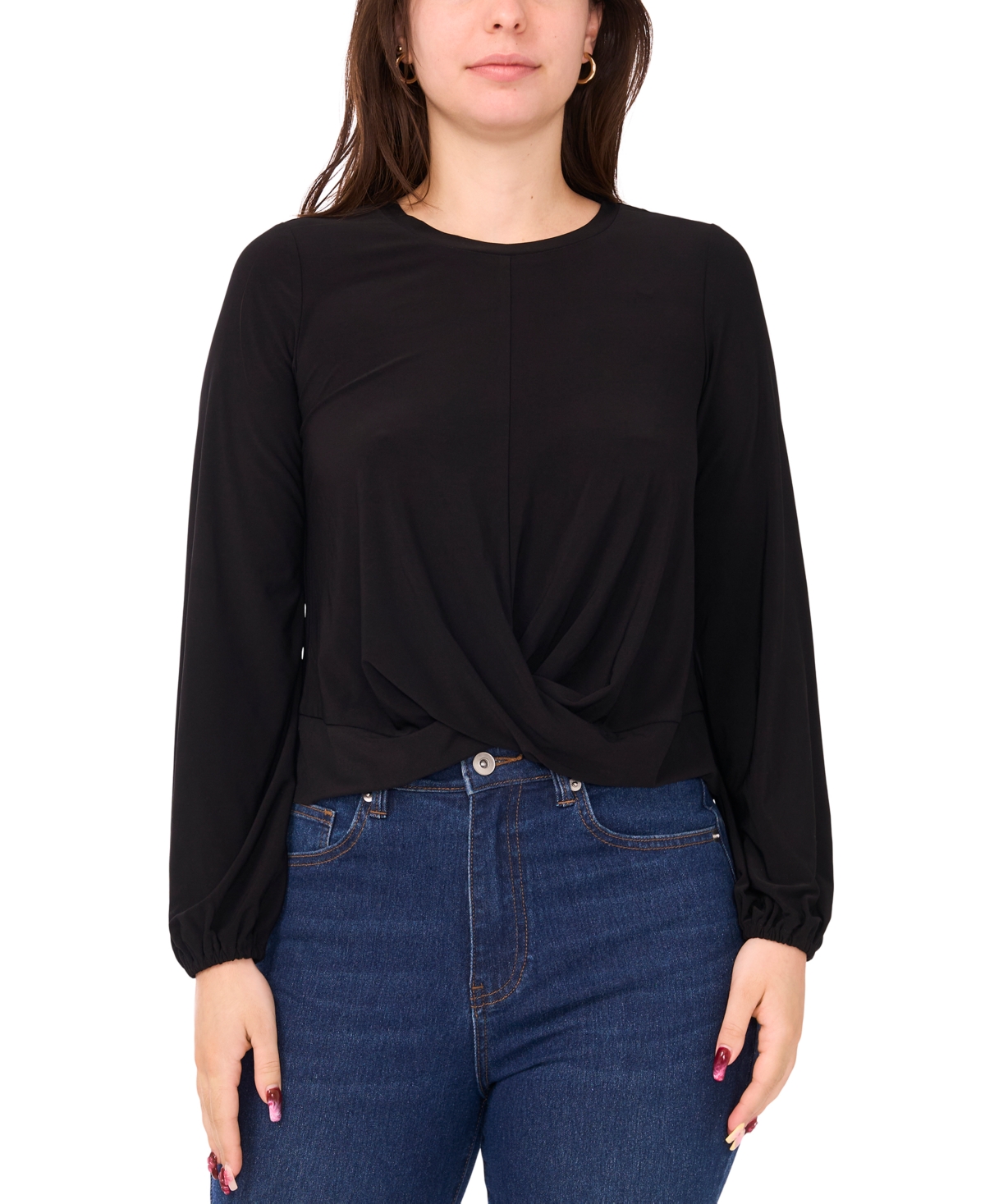 Click here for Sam & Jess Womens Twist Waist Knit Top - Black prices