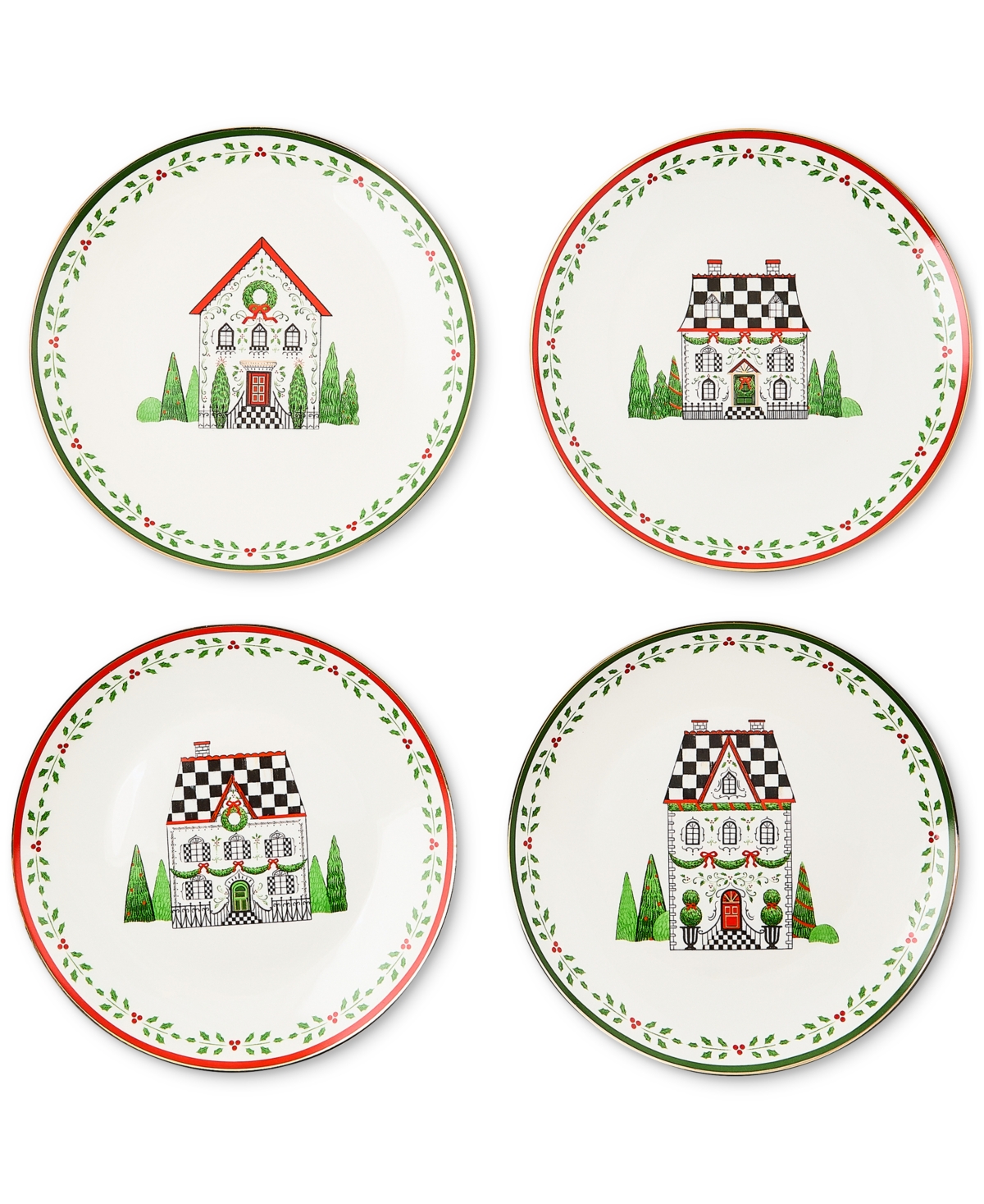 Click here for MacKenzie-Childs Holly Village Ceramic Dessert Pla... prices