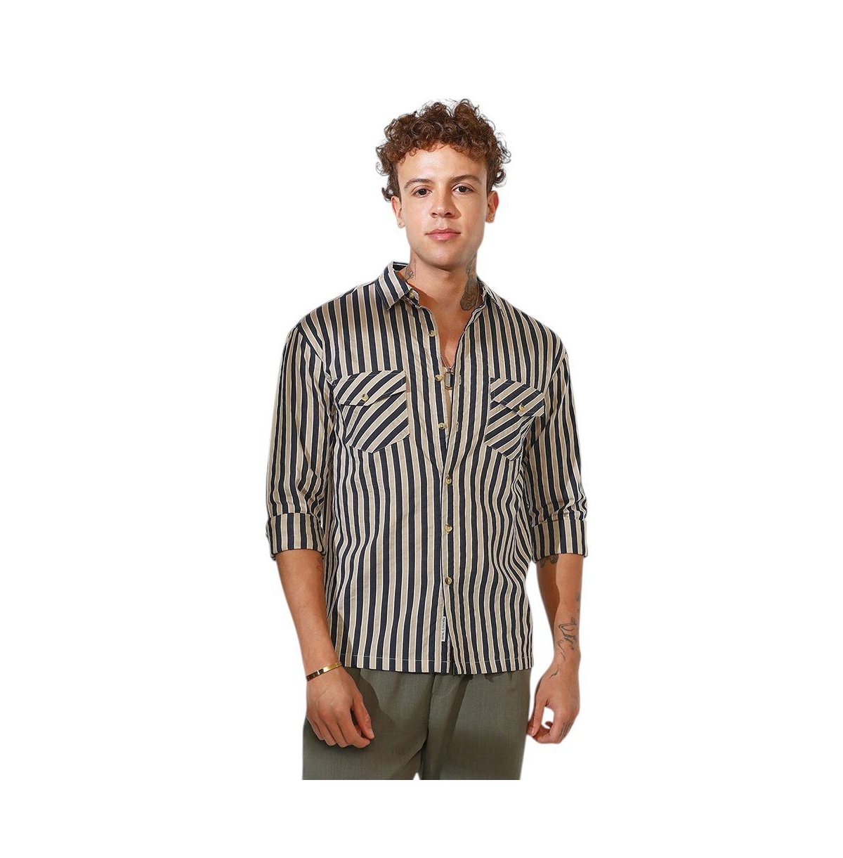 Click here for Campus Sutra Mens Candy Striped Oversized Shirt -... prices