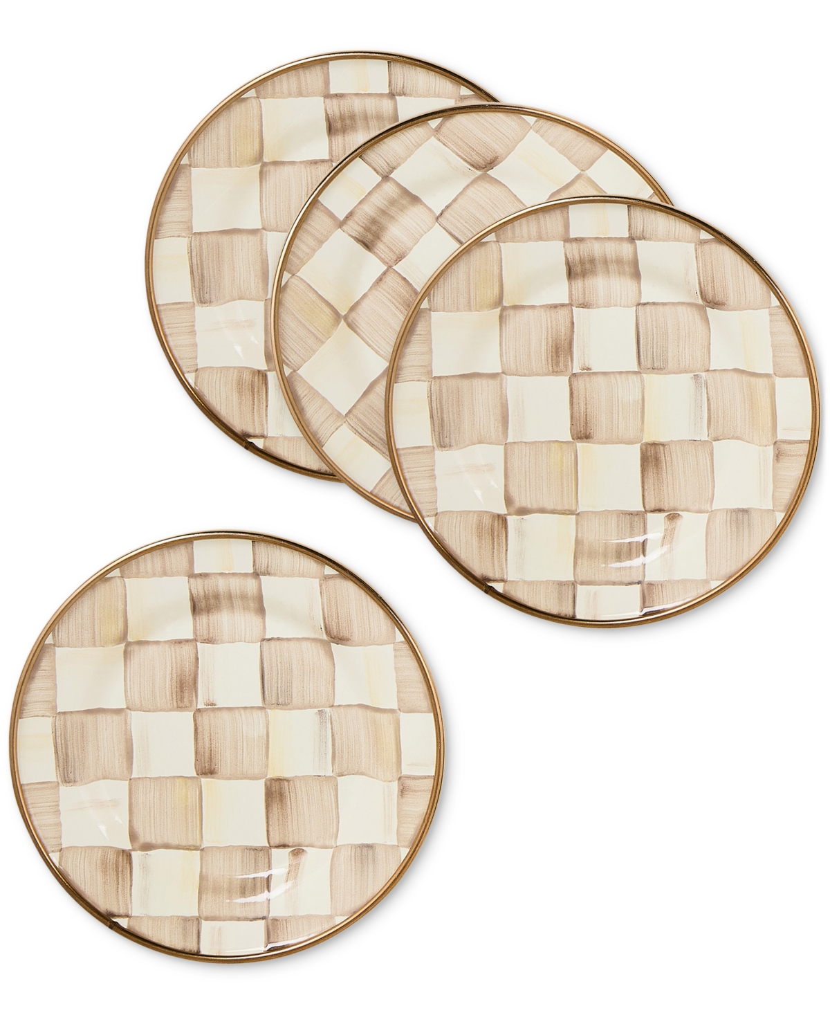 Click here for MacKenzie-Childs Mocha Check Appetizer Plates  Set... prices