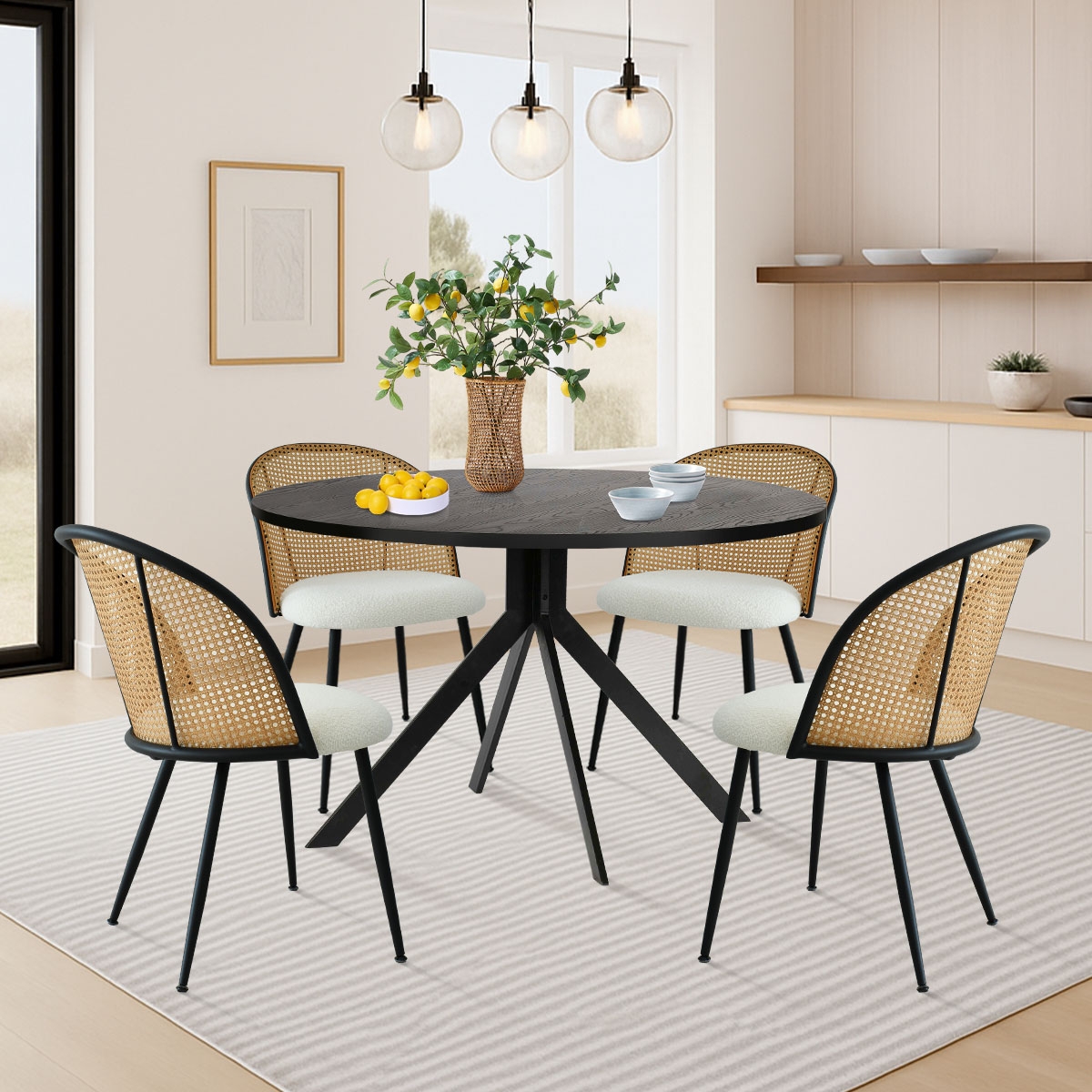 Click here for Modern 5-Piece Dining Set with Round Table & Wicke... prices