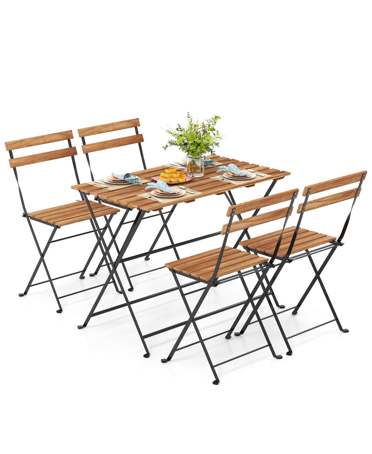 Click here for Gymax 5 Pcs Patio Acacia Wood Dining Set w/ 4 Fold... prices