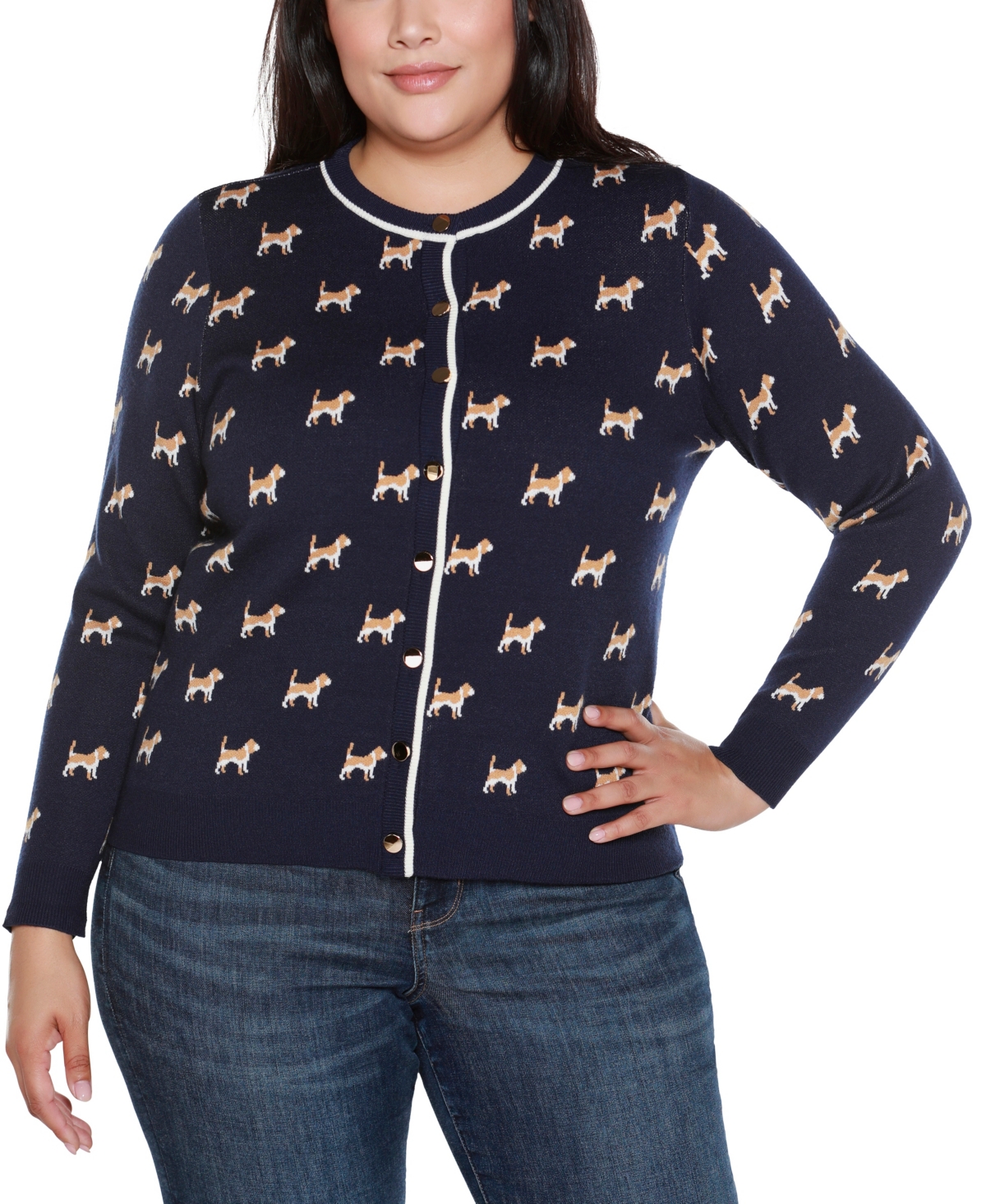 Click here for Belldini Plus Size Fetching Fun Cardigan Sweater -... prices
