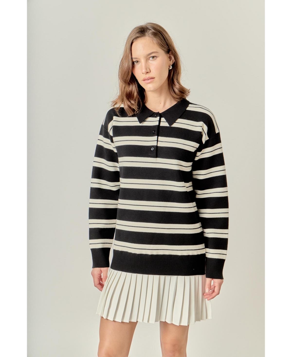 Click here for English Factory Womens stripe polo mixed media min... prices