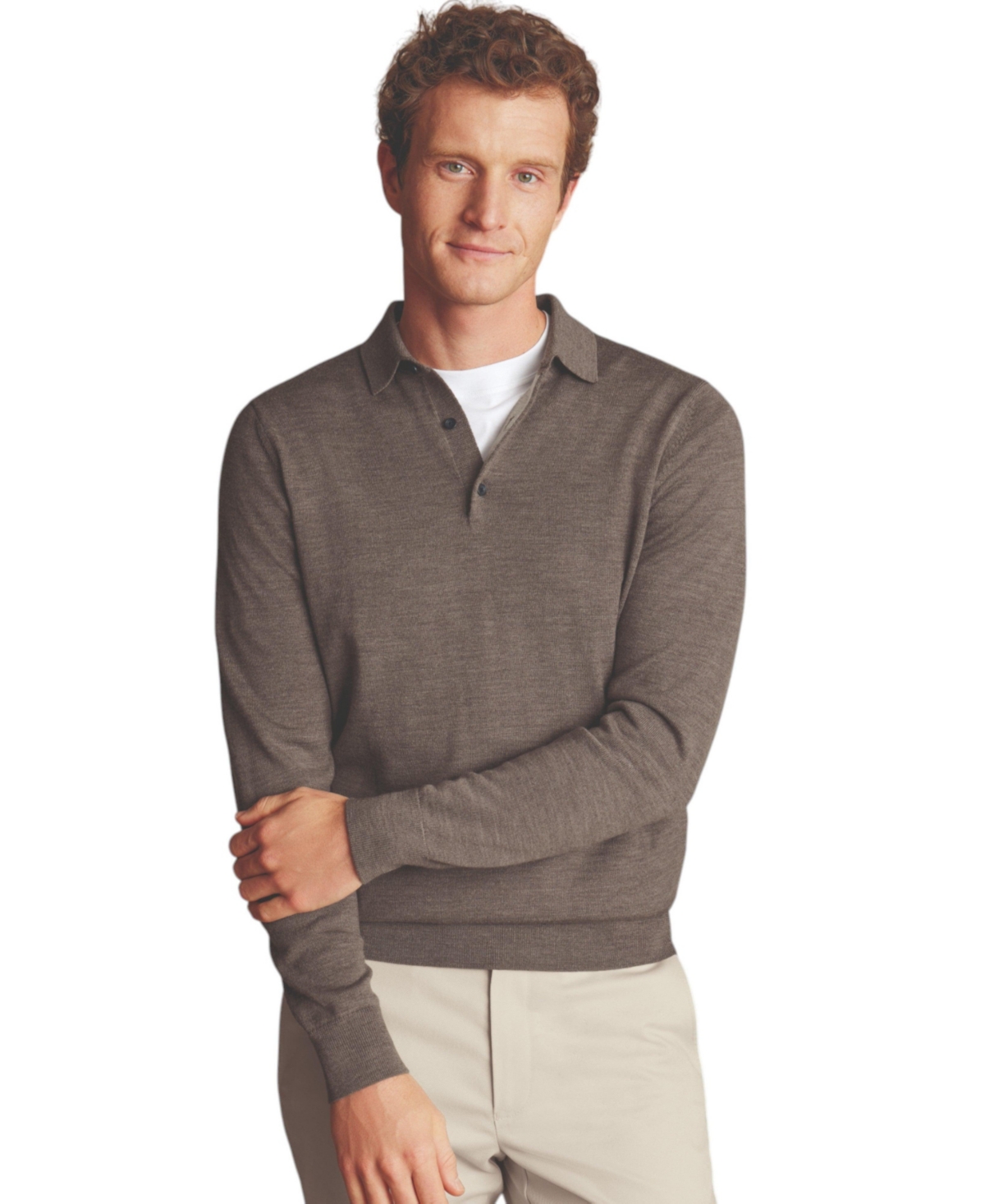 Click here for Charles Tyrwhitt Mens Merino Polo Long Sleeve Swea... prices