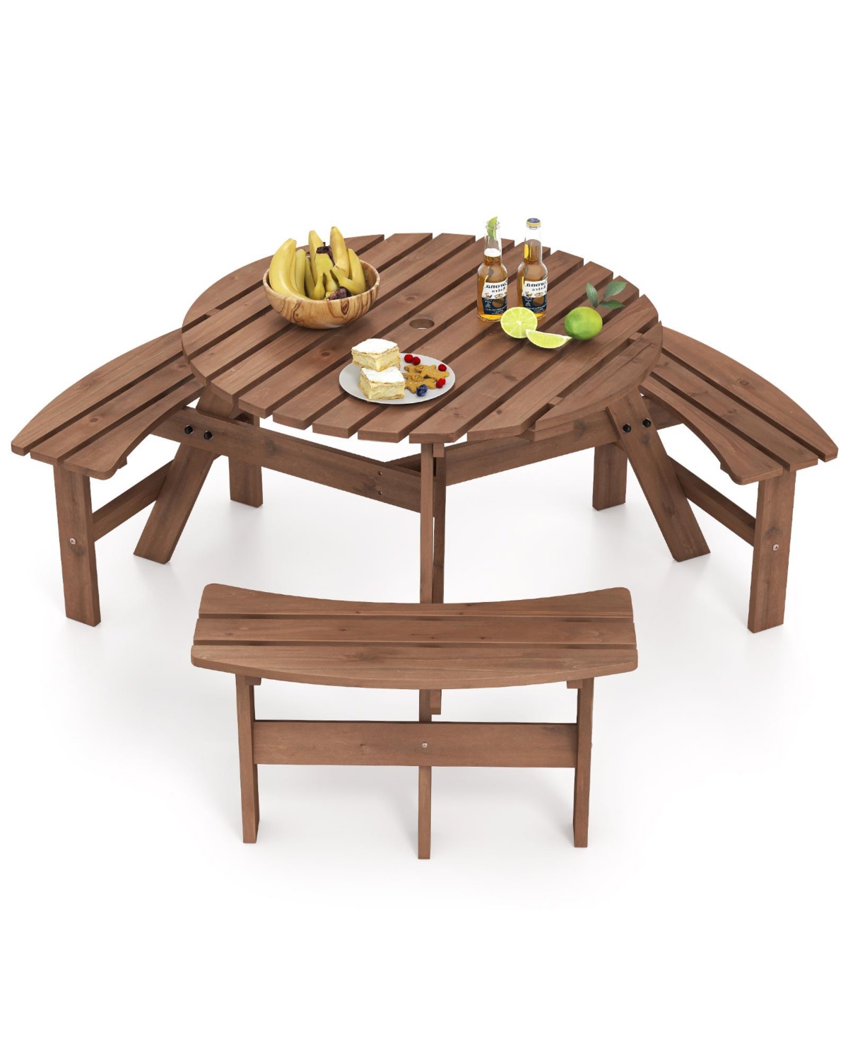 Click here for Gymax 6-Person Round Picnic Table Set w/ 3 Built-i... prices