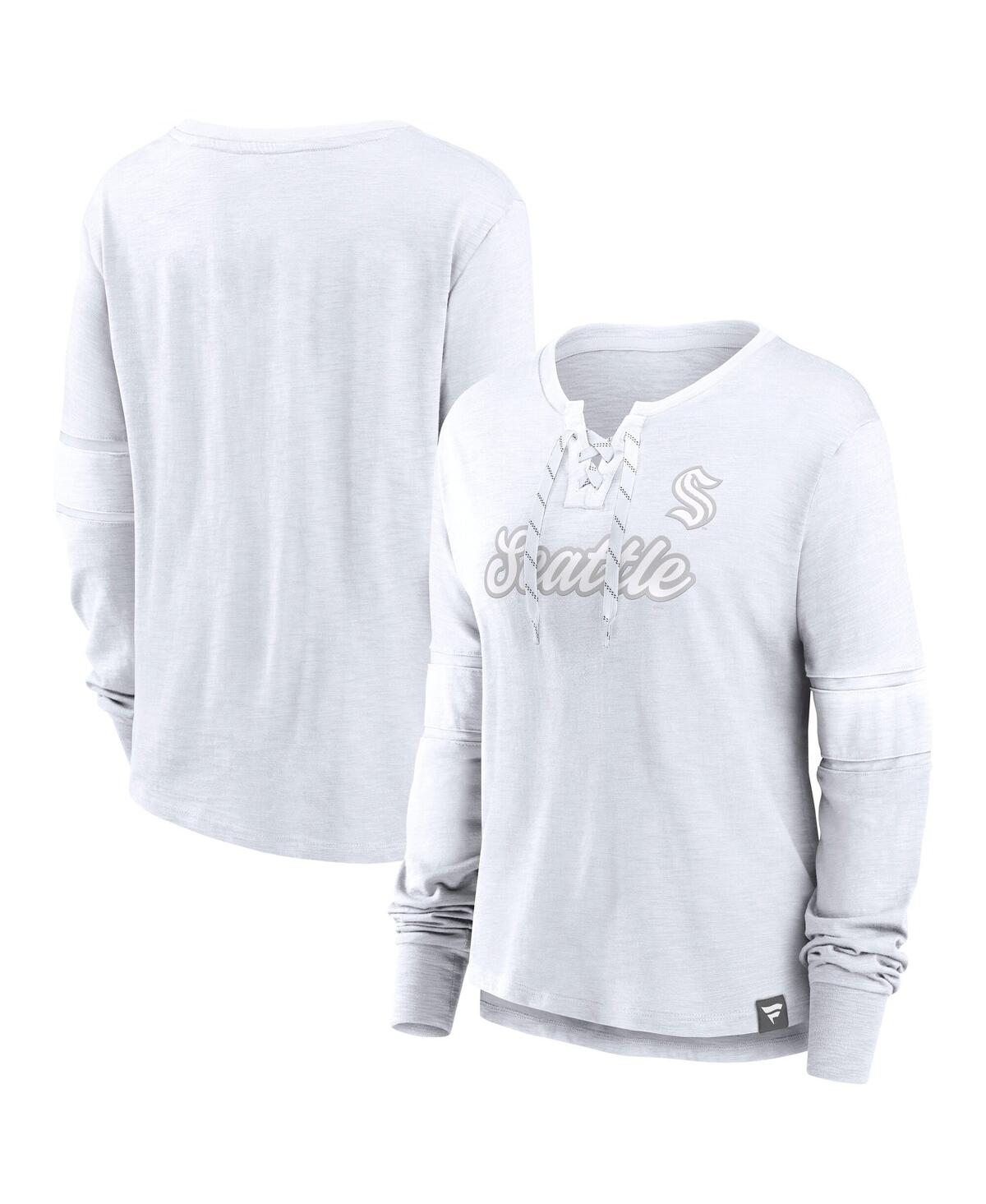 Click here for Fanatics Womens Seattle Kraken White Out Lace-Up F... prices