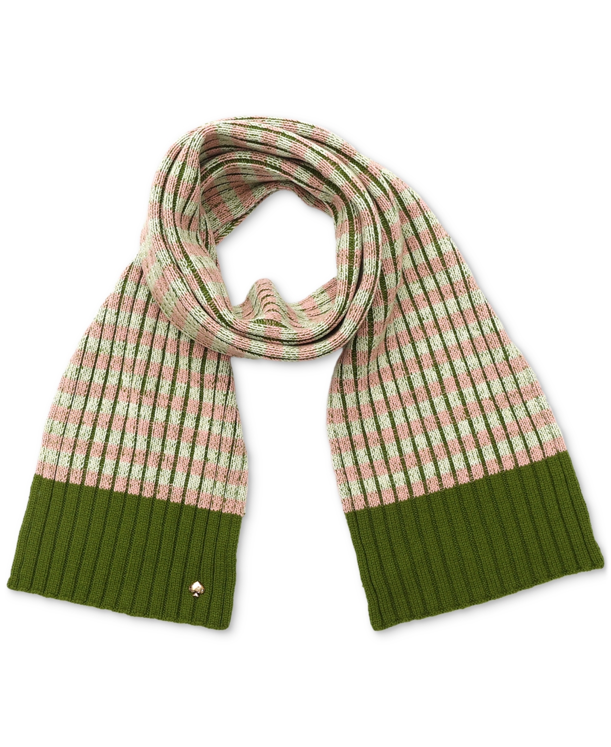 Click here for kate spade new york Striped Ribbed Scarf - Green M... prices