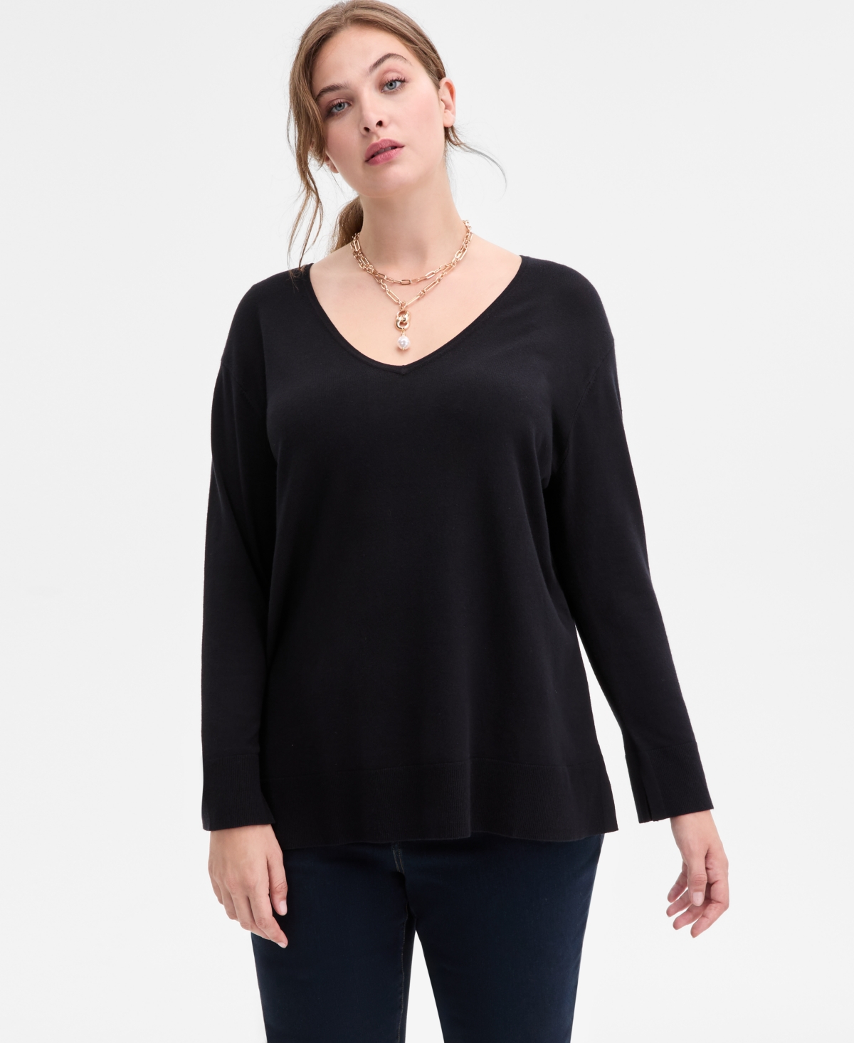 Click here for I.n.c. International Concepts Plus Size V-Neck Lon... prices