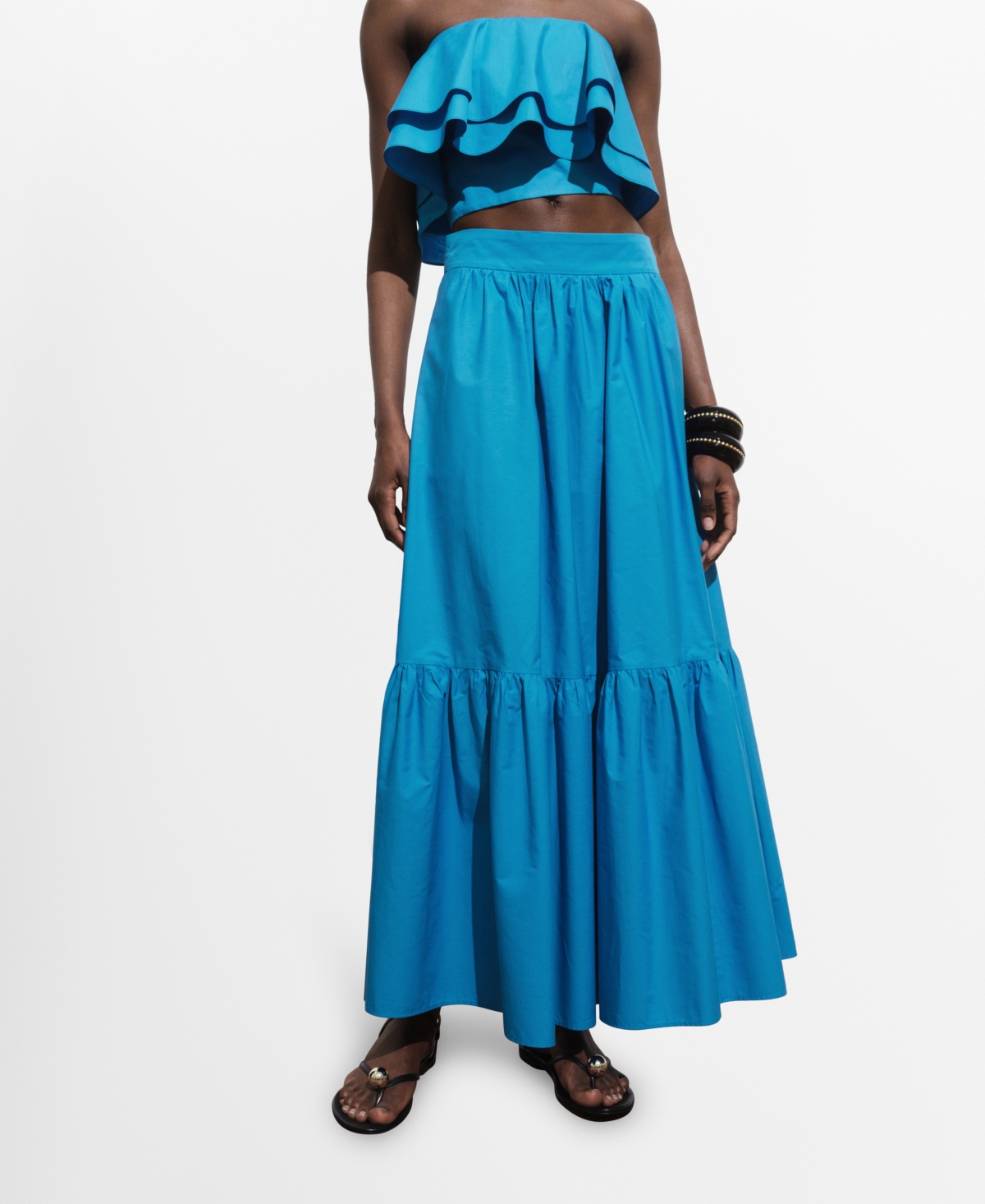 Click here for Mango Womens Long Flared Skirt - Blue prices
