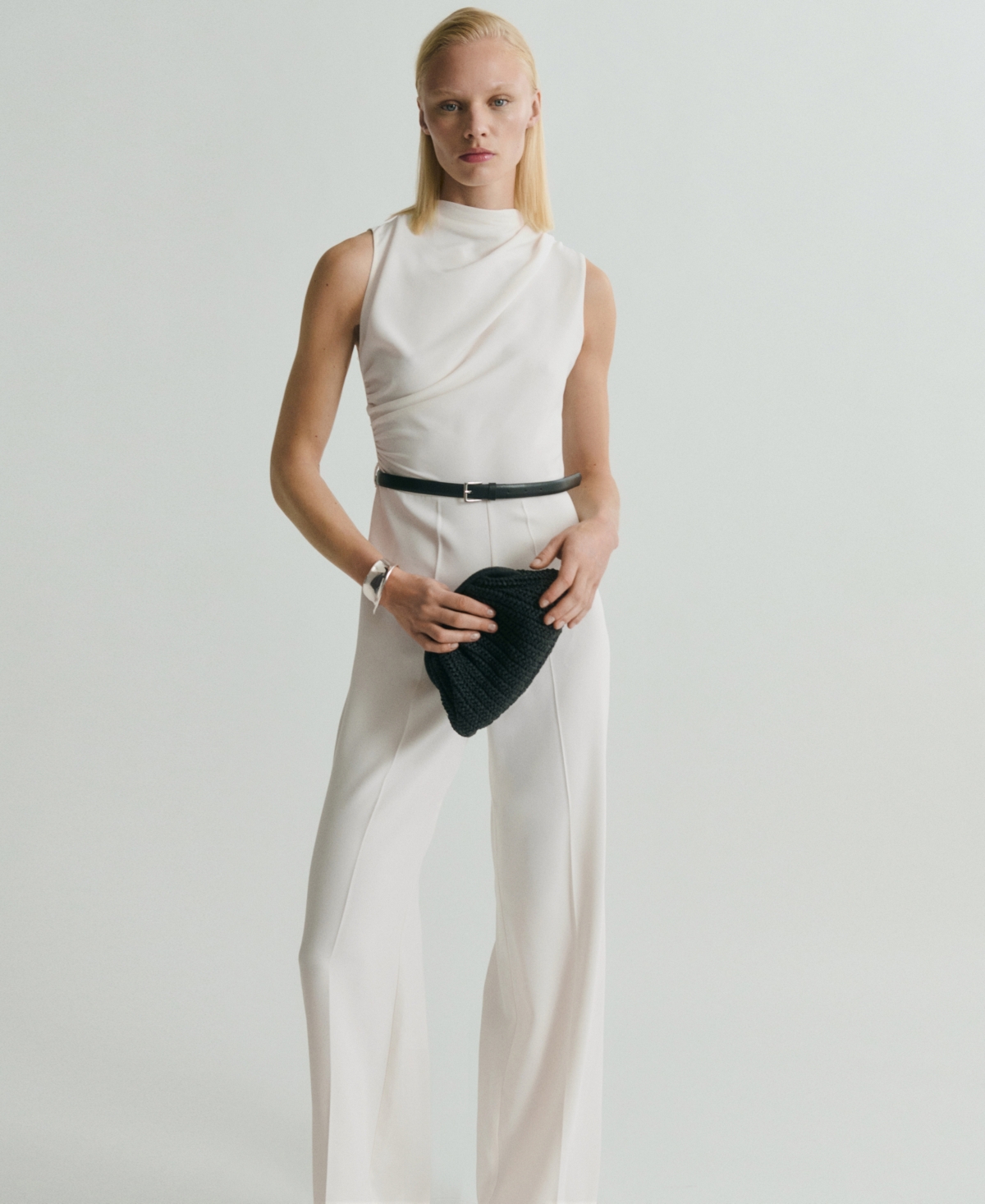 Click here for Mango Womens Draped Neck And Belt Long Jumpsuit -... prices