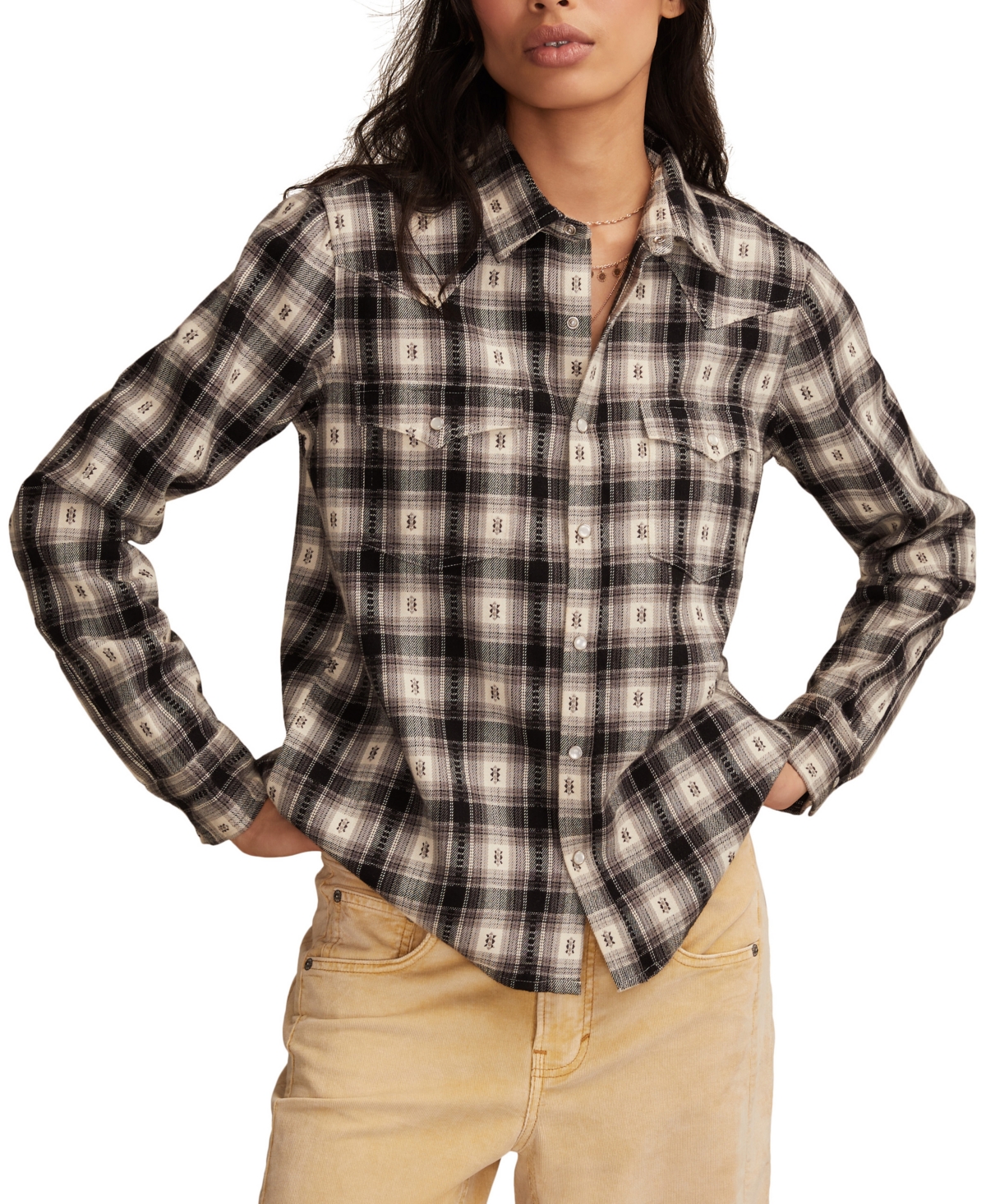 Click here for Lucky Brand Womens Western Flannel Long Sleeve But... prices