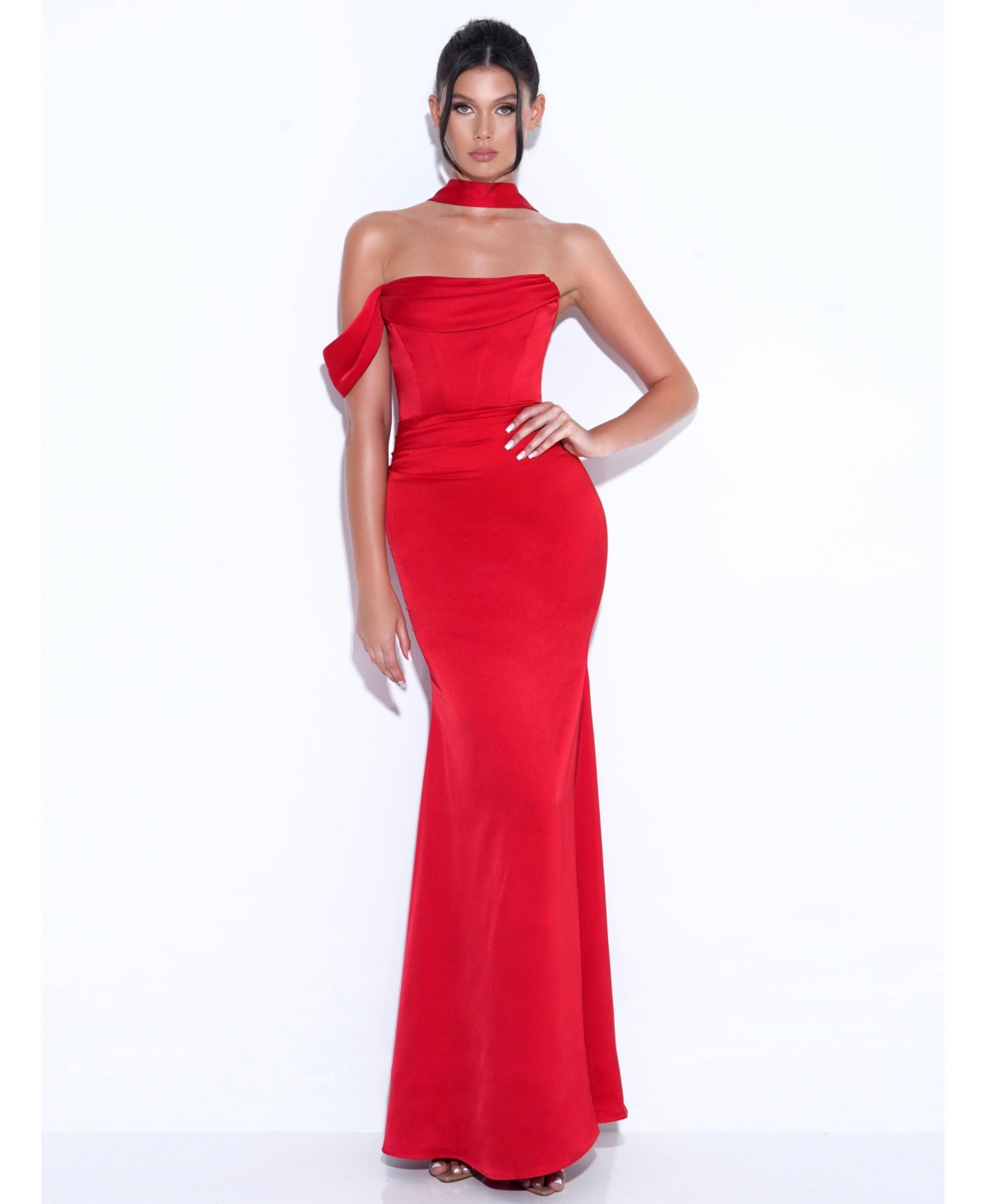 Click here for Miss Circle Women Ivona Red Halter Neck Double Duc... prices