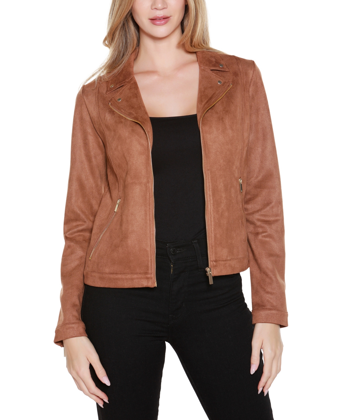Click here for Belldini Womens Faux-Suede Moto Jacket - Nutmeg  G... prices