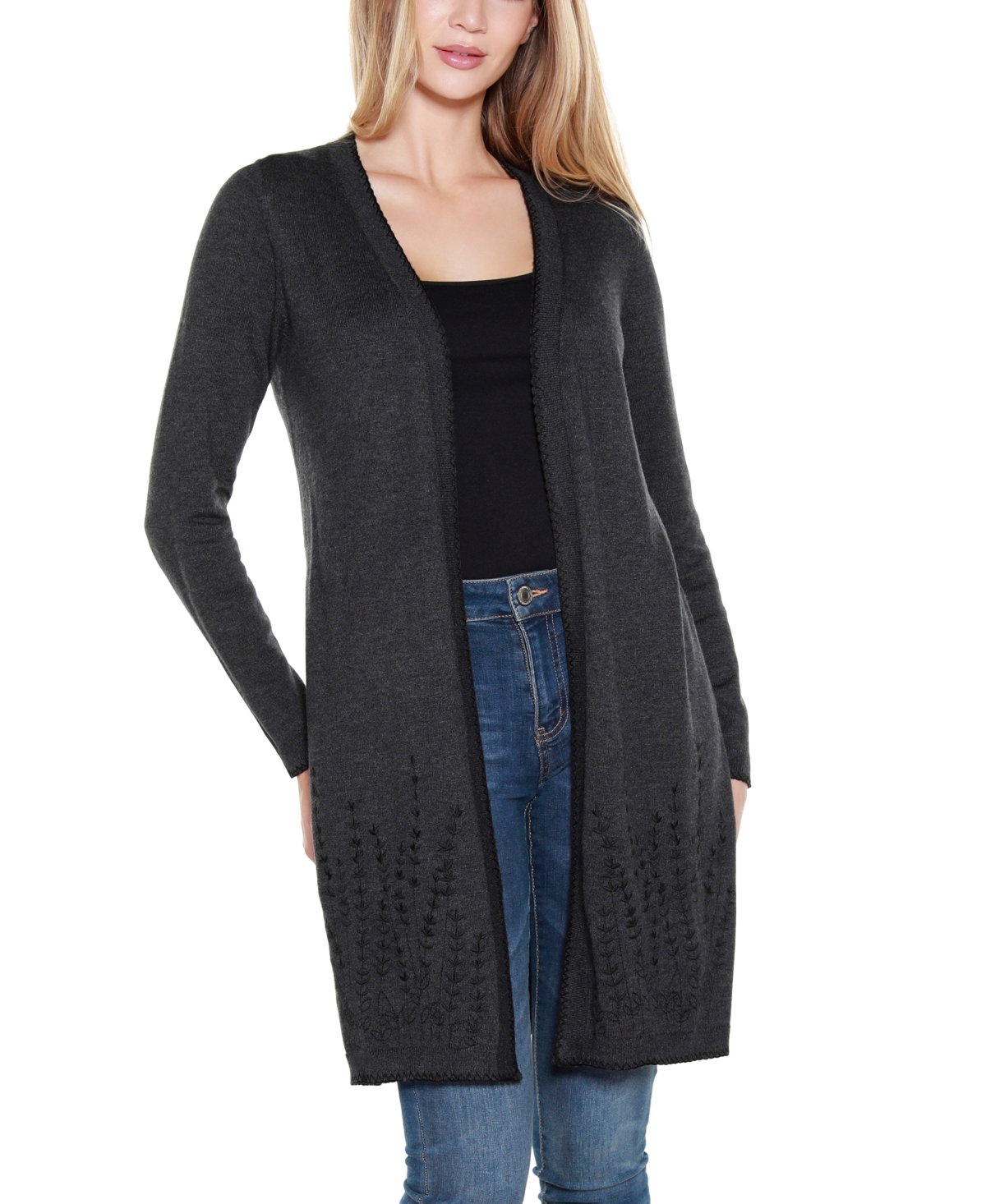 Click here for Belldini Womens Embroidered Open-Front Cardigan Sw... prices