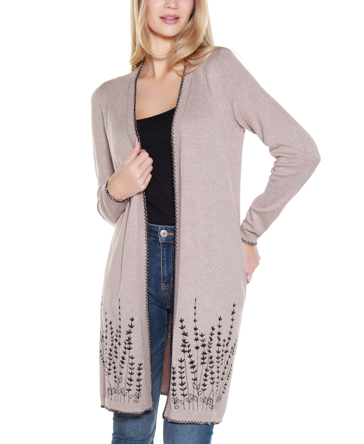 Click here for Belldini Womens Embroidered Open-Front Cardigan Sw... prices