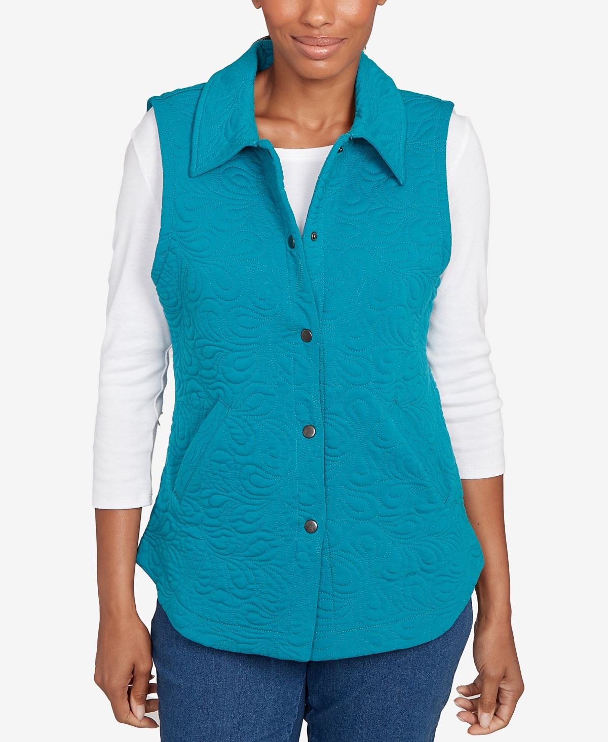 Click here for Ruby Rd. Petite Quilted Terry Inner Beauty Vest Ja... prices