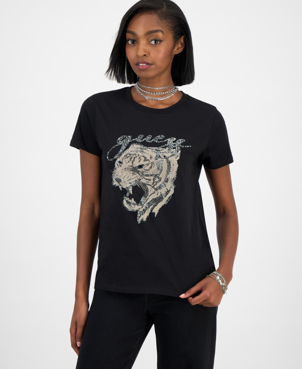 Click here for Guess Womens Tiger Face Easy Short Sleeves T-Shirt... prices