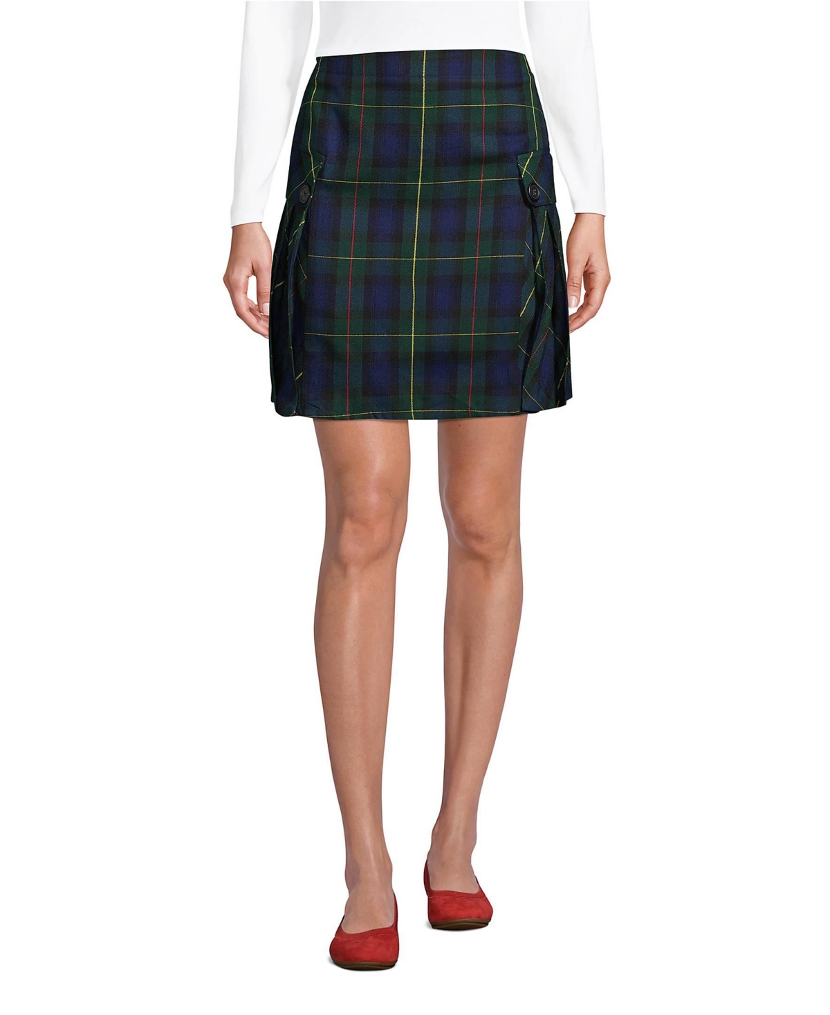 Click here for Lands End Womens Above the Knee Plaid Side Pleat S... prices