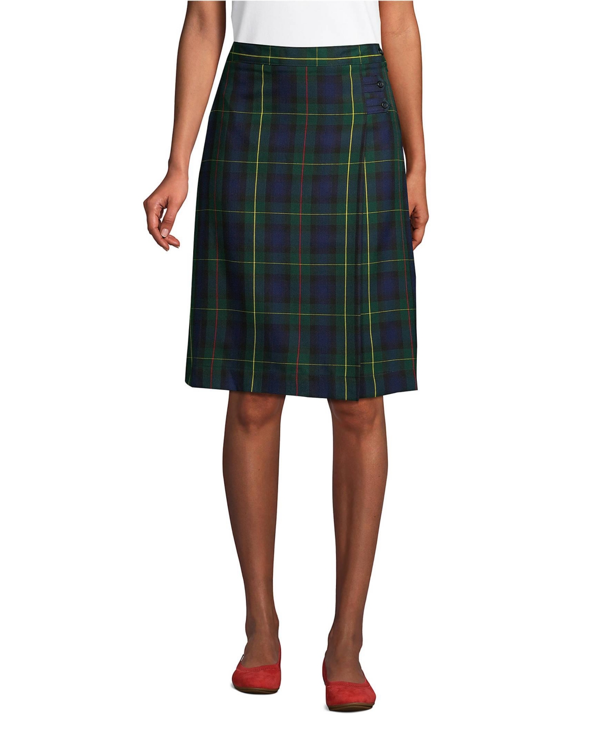 Click here for Lands End Womens Plaid A-line Skirt Below The Knee... prices
