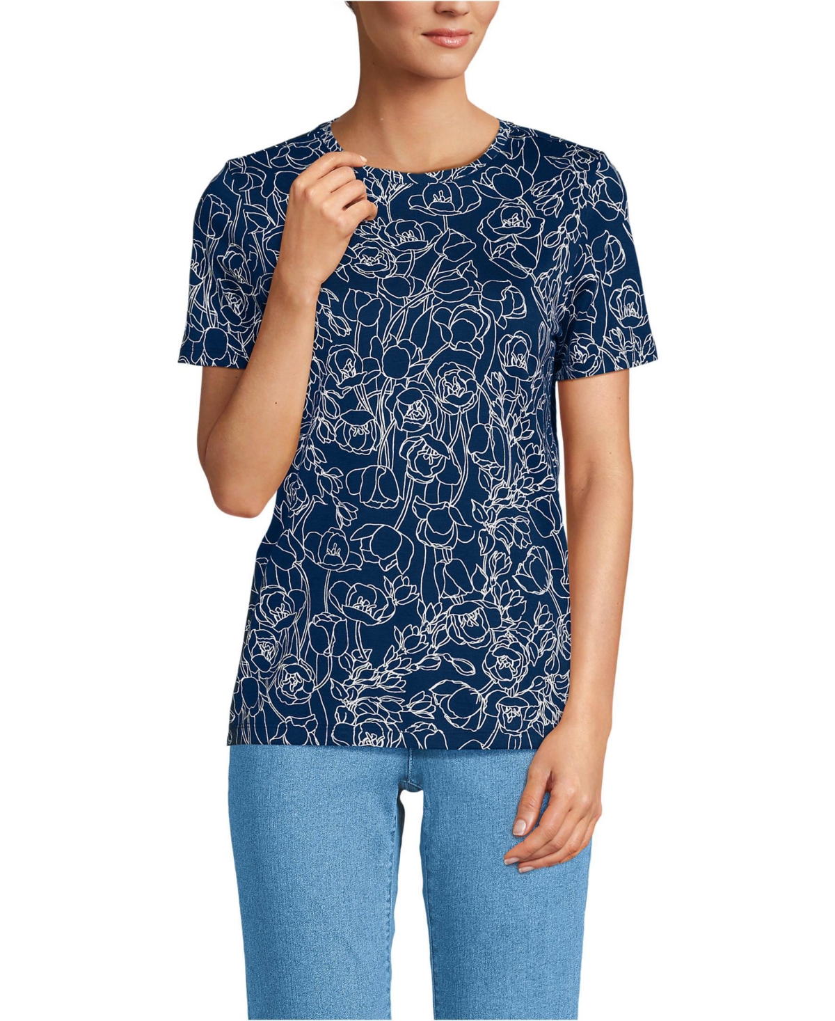 Click here for Lands End Womens Relaxed Supima Cotton Crew Neck T... prices