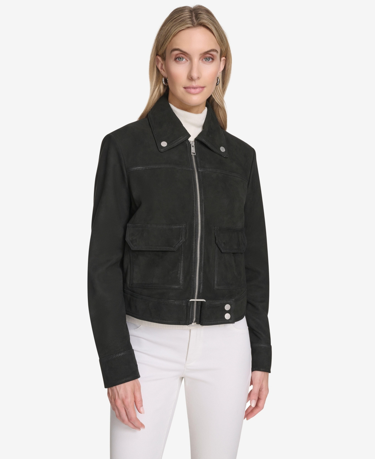 Click here for Andrew Marc Womens Lunetta Sueded Leather Trucker... prices