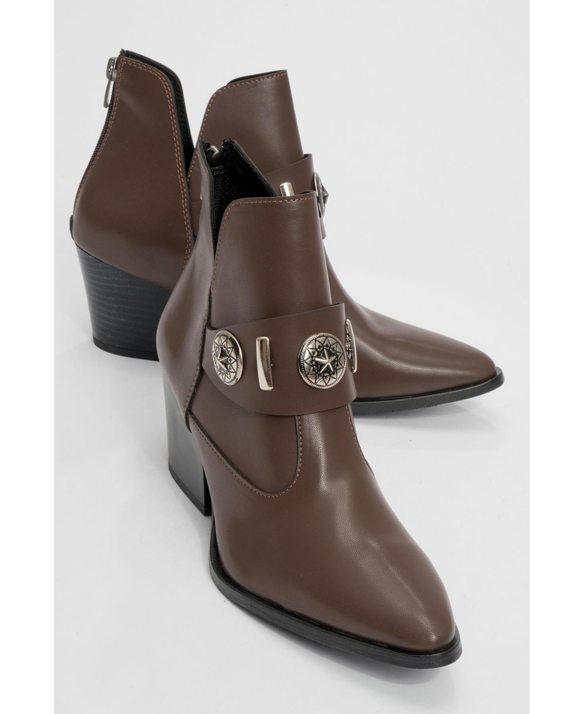 Click here for Prologue Shoes Kenda Buckle Block Heel Boot - Brow... prices