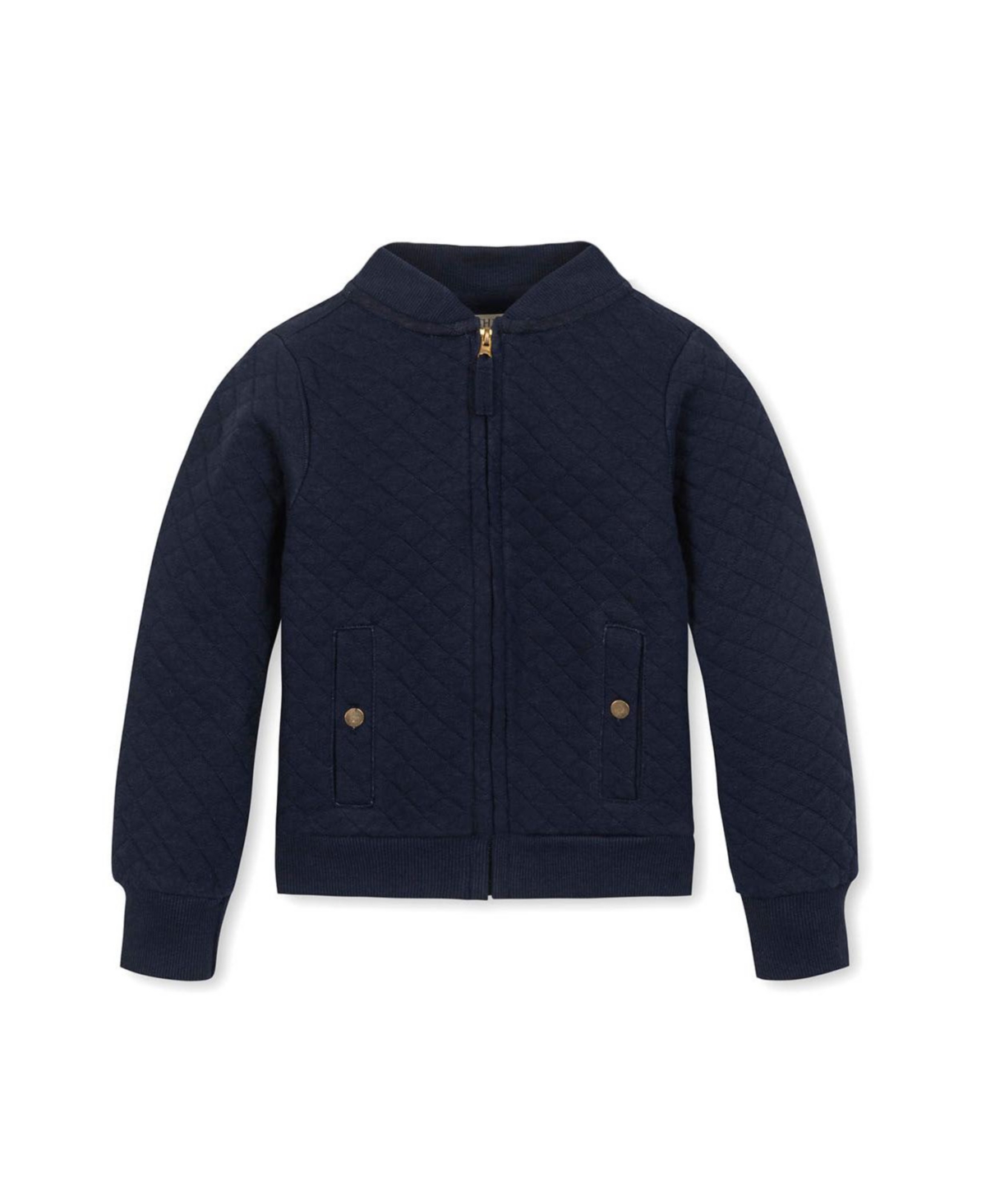Hope & Henry Little and Big Girls Quilted Zip-Up Bomber Jacket - Navy quilted