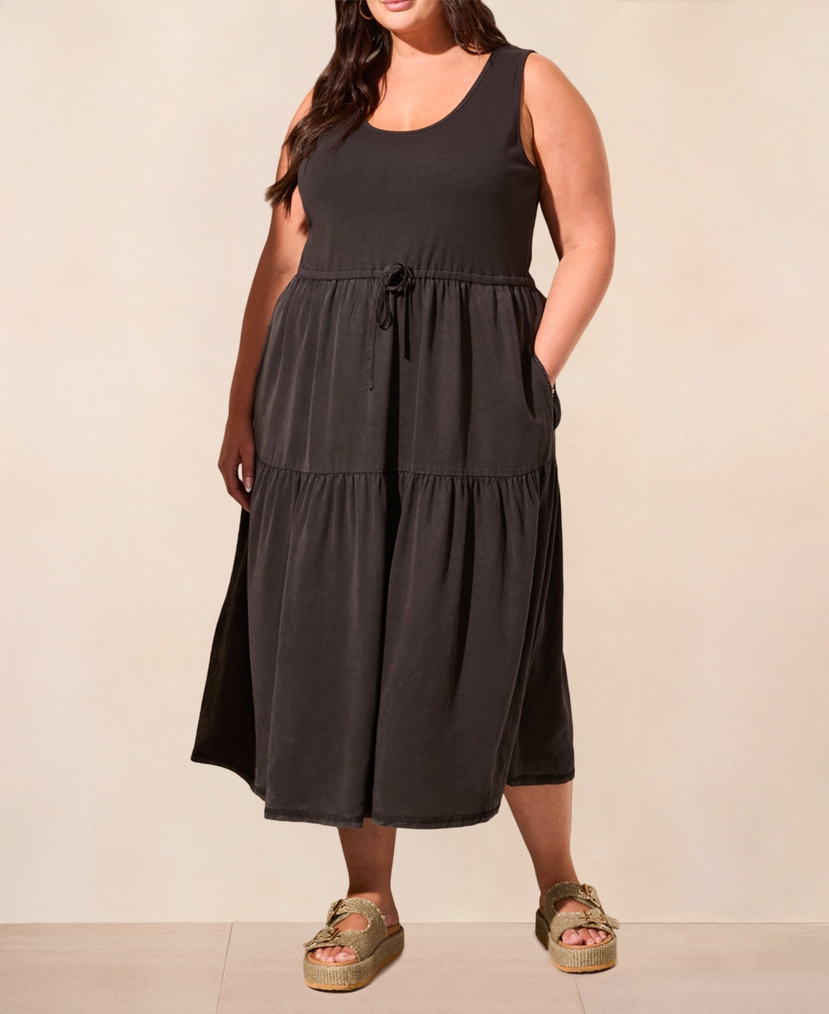 Click here for Tribal Plus Size Mixmedia Sleeveless Scoop Neck Mi... prices