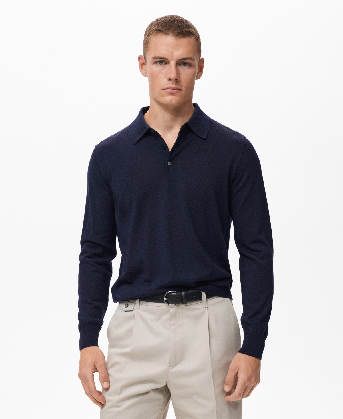 Click here for Mango Mens Wool Knitted Polo Sweater - Navy prices