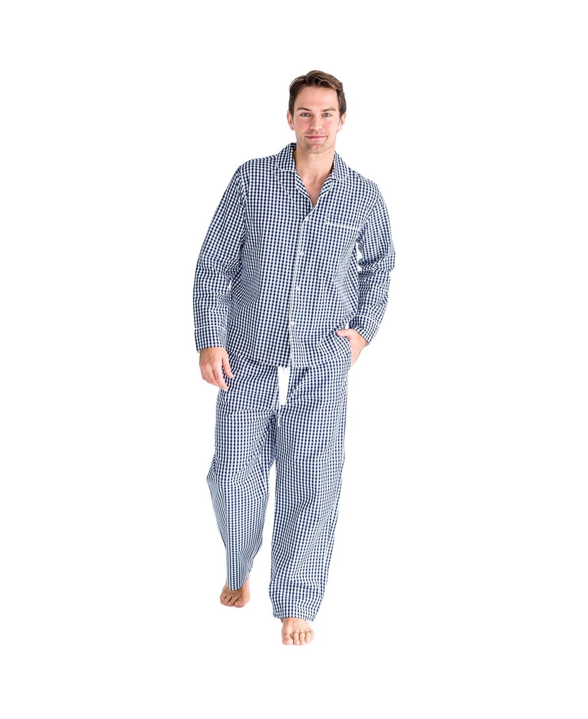 Click here for Sant and Abel Mens Hepburn Gingham Navy Long Pj Se... prices