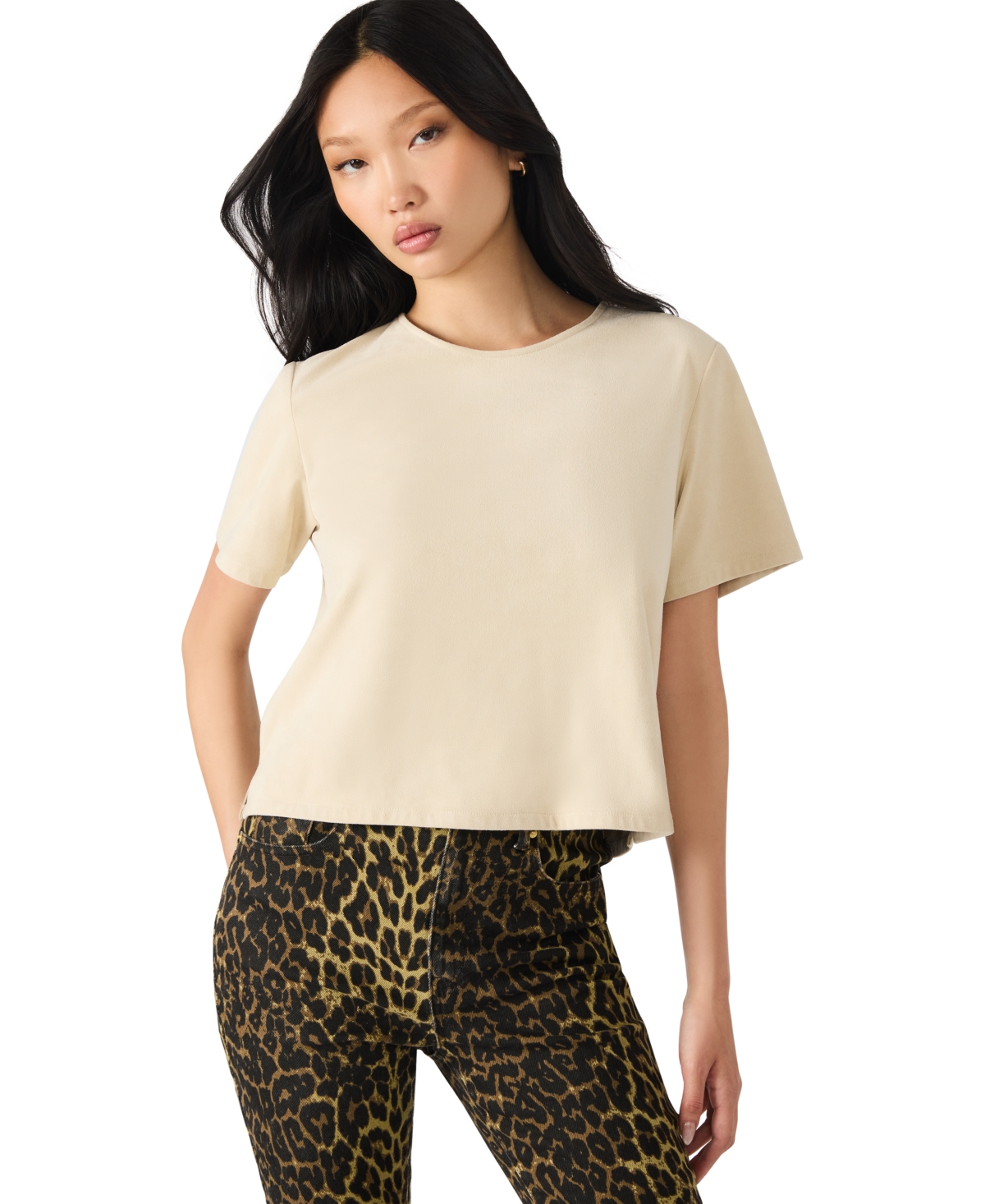 Click here for Steve Madden Womens Short Sleeve Crewneck Top - Bo... prices