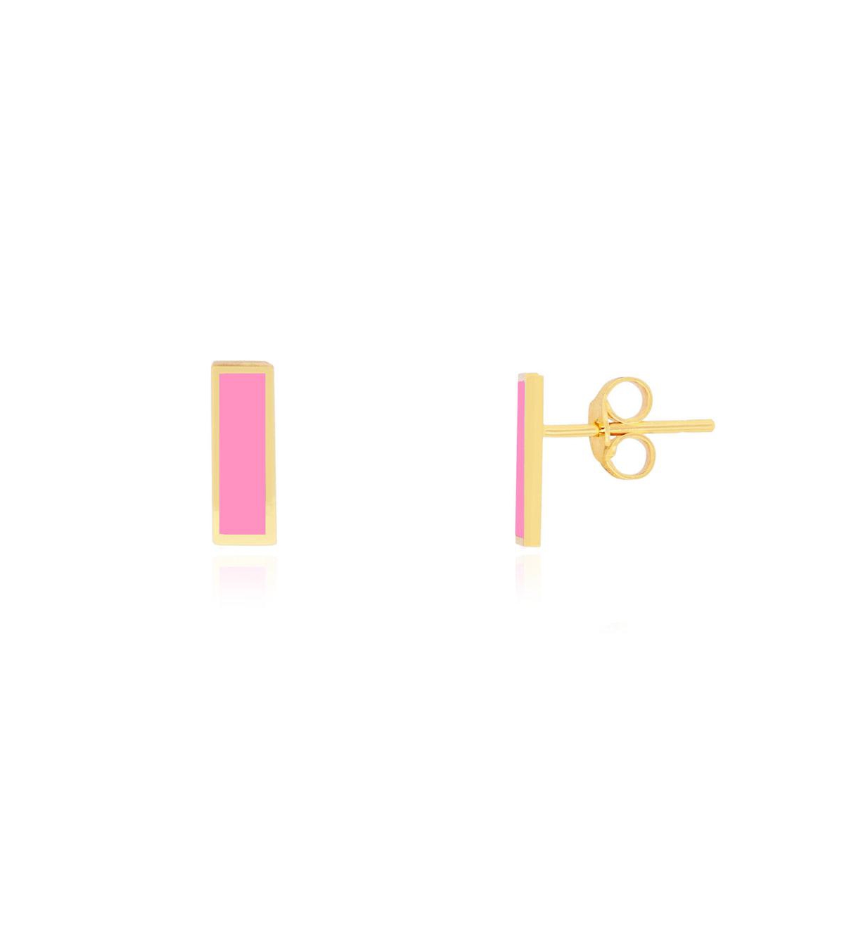Click here for The Lovery Bubblegum Pink Bar Stud Earrings 14K Go... prices
