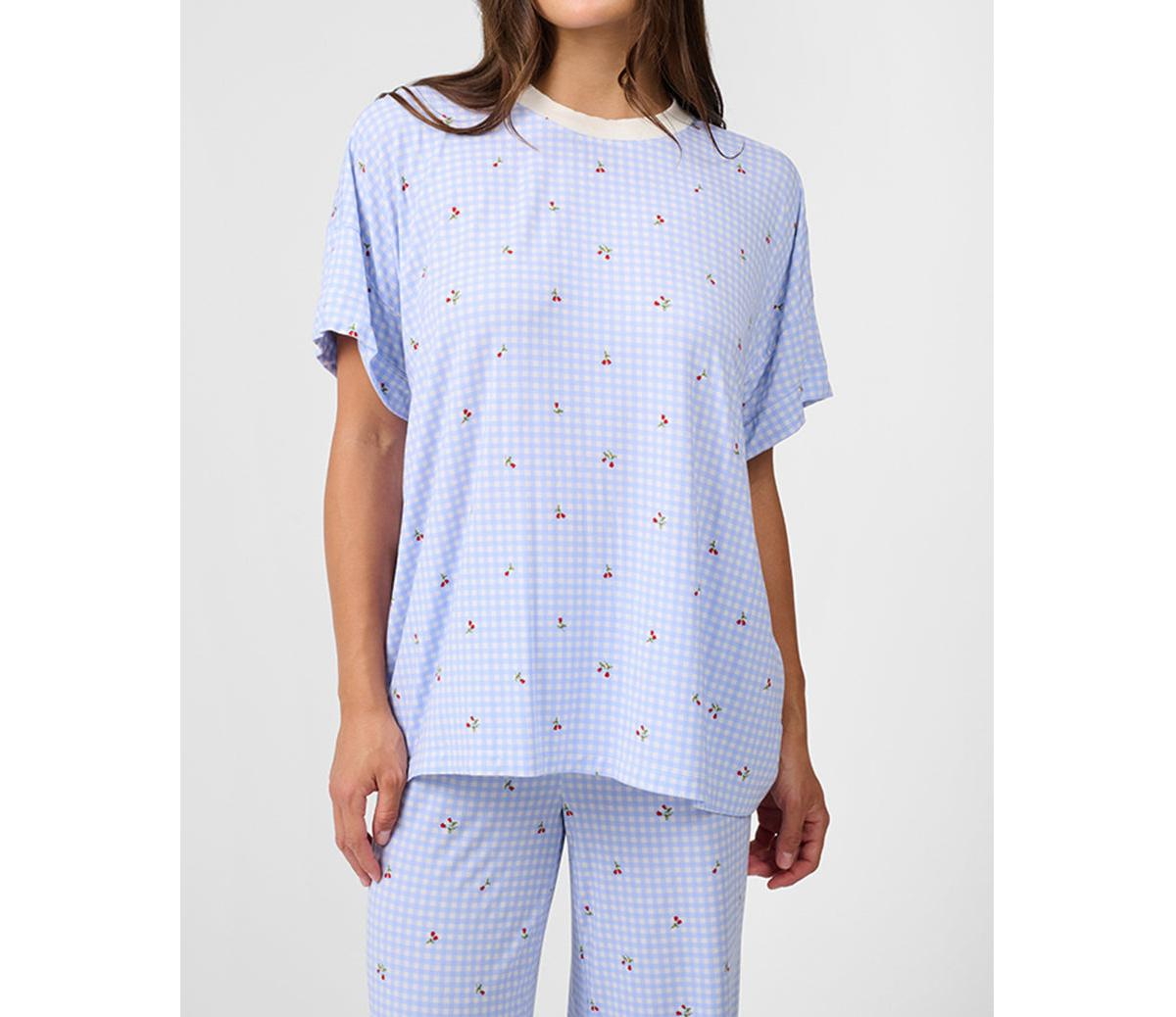 Click here for WeWoreWhat Womens Sleep Tee - Baby blue/iv mt prices