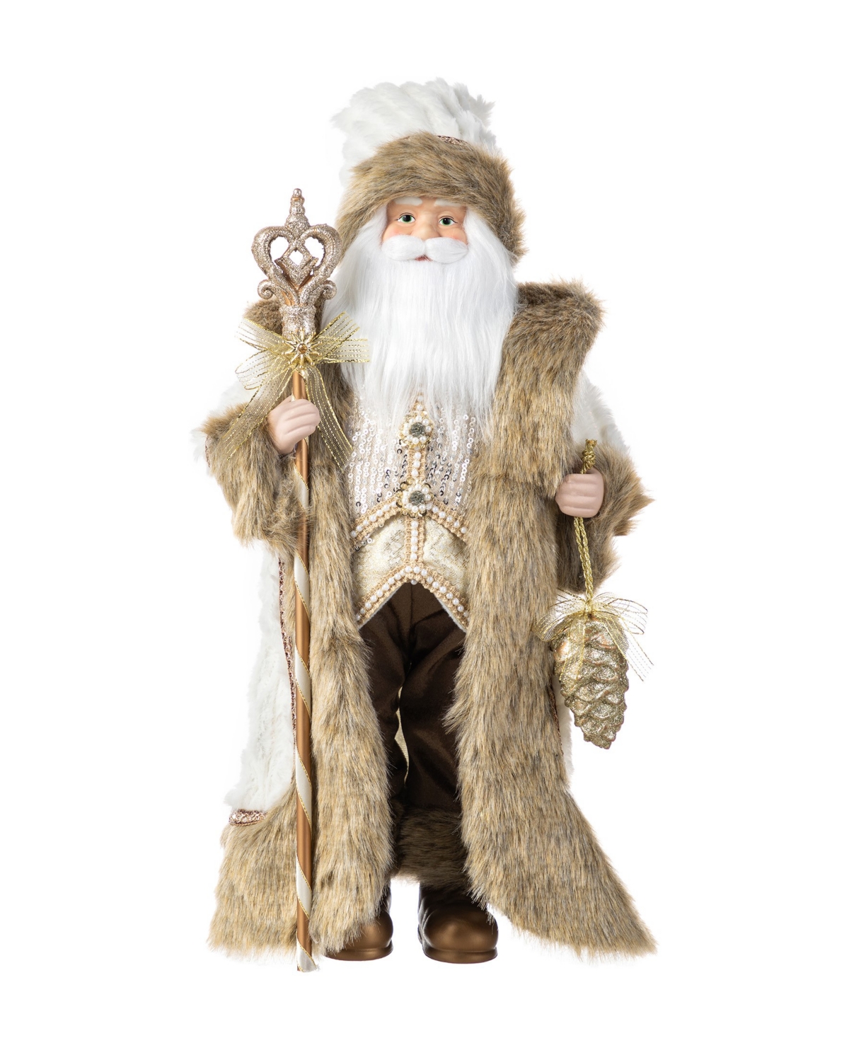 Click here for Glitzhome 18 Faux Fur Christmas Woodland Santa Fig... prices