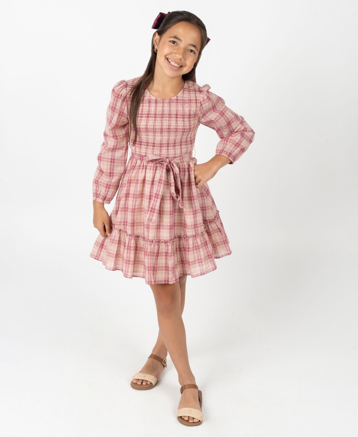 Click here for Rare Editions Big Girl Plaid Dress with Hair Acces... prices