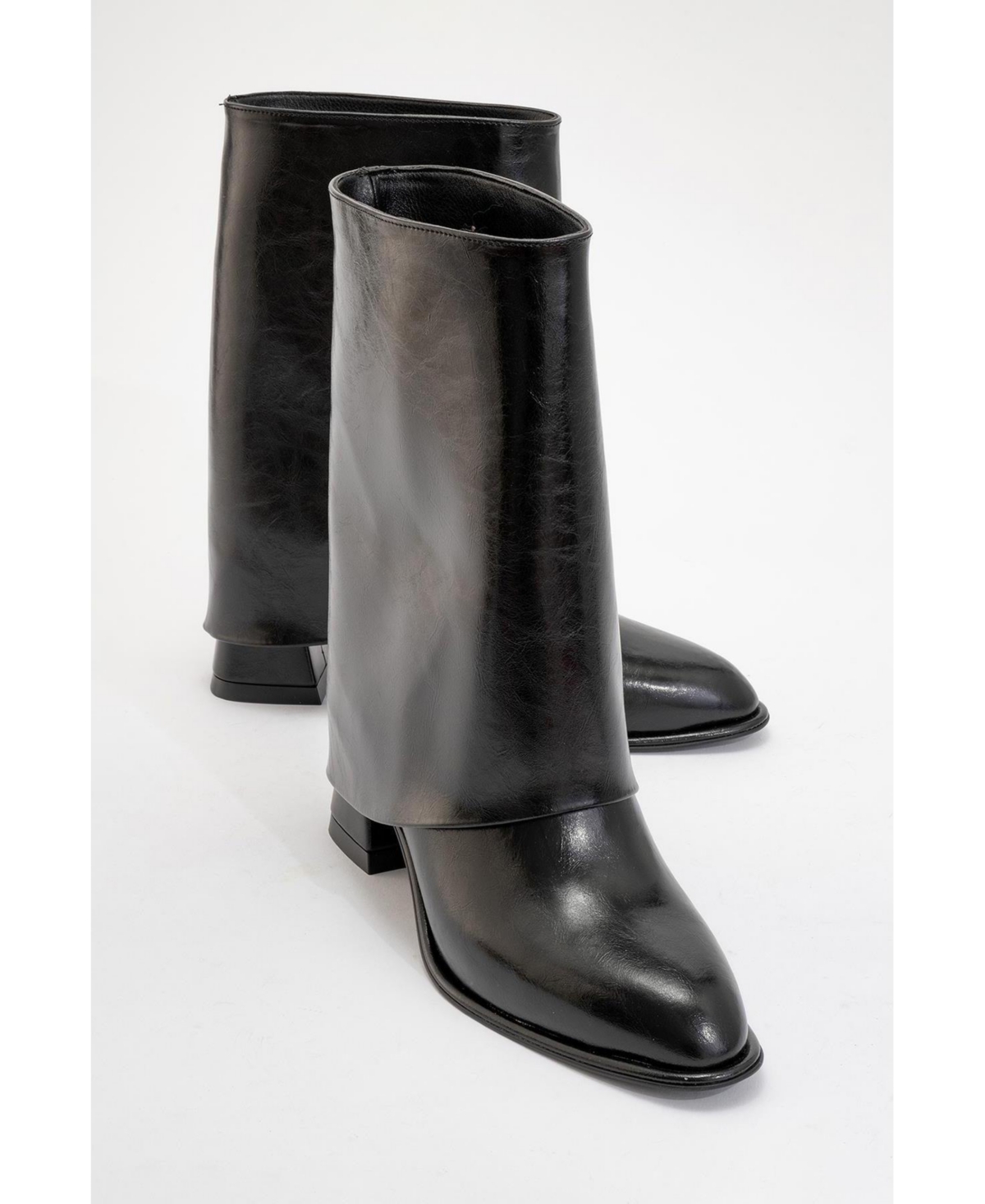 Click here for Prologue Shoes Ellas Chunky Heel Boot - Black faux... prices